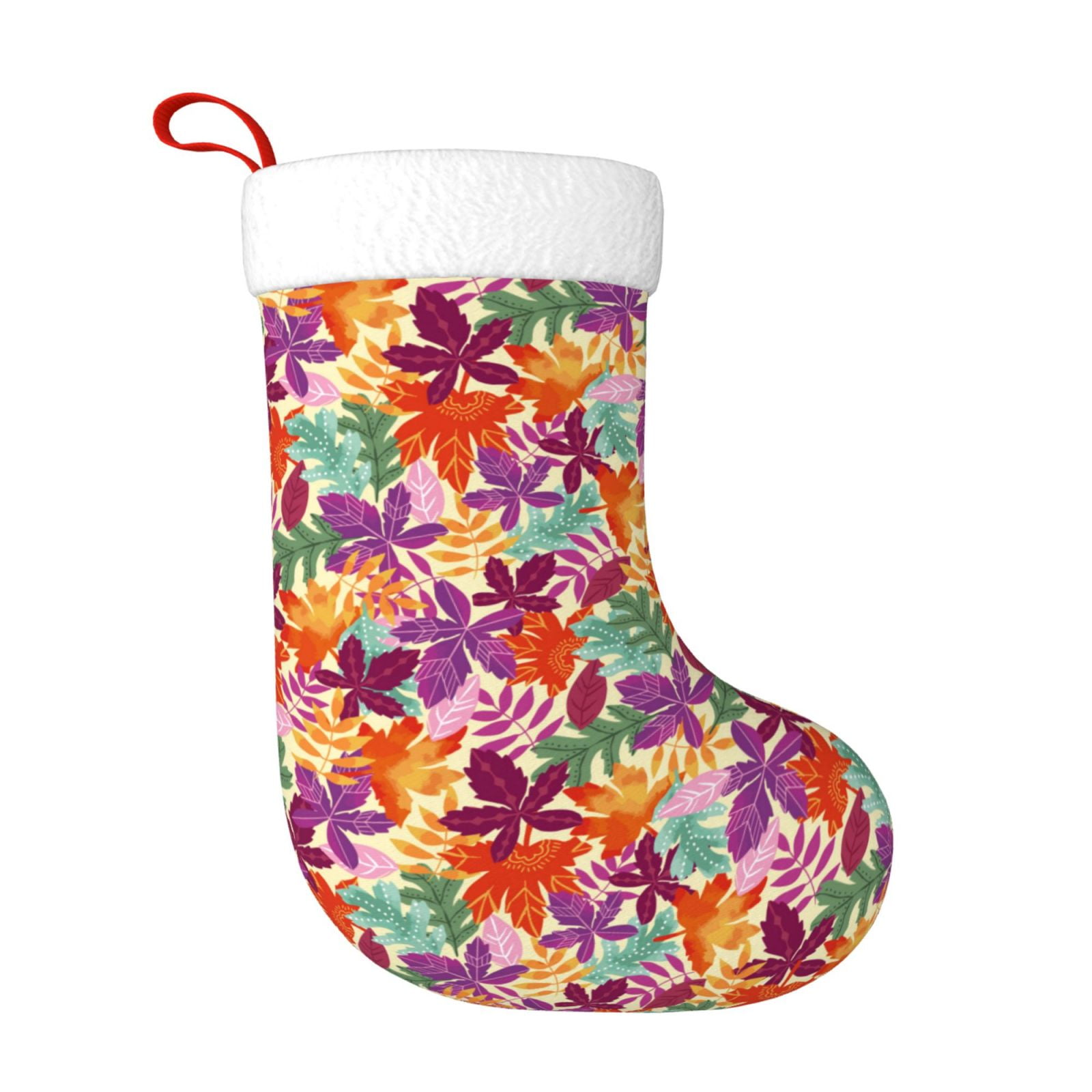Bingfone Maple Leaves Print Personalized Christmas Stocking - Snowman ...