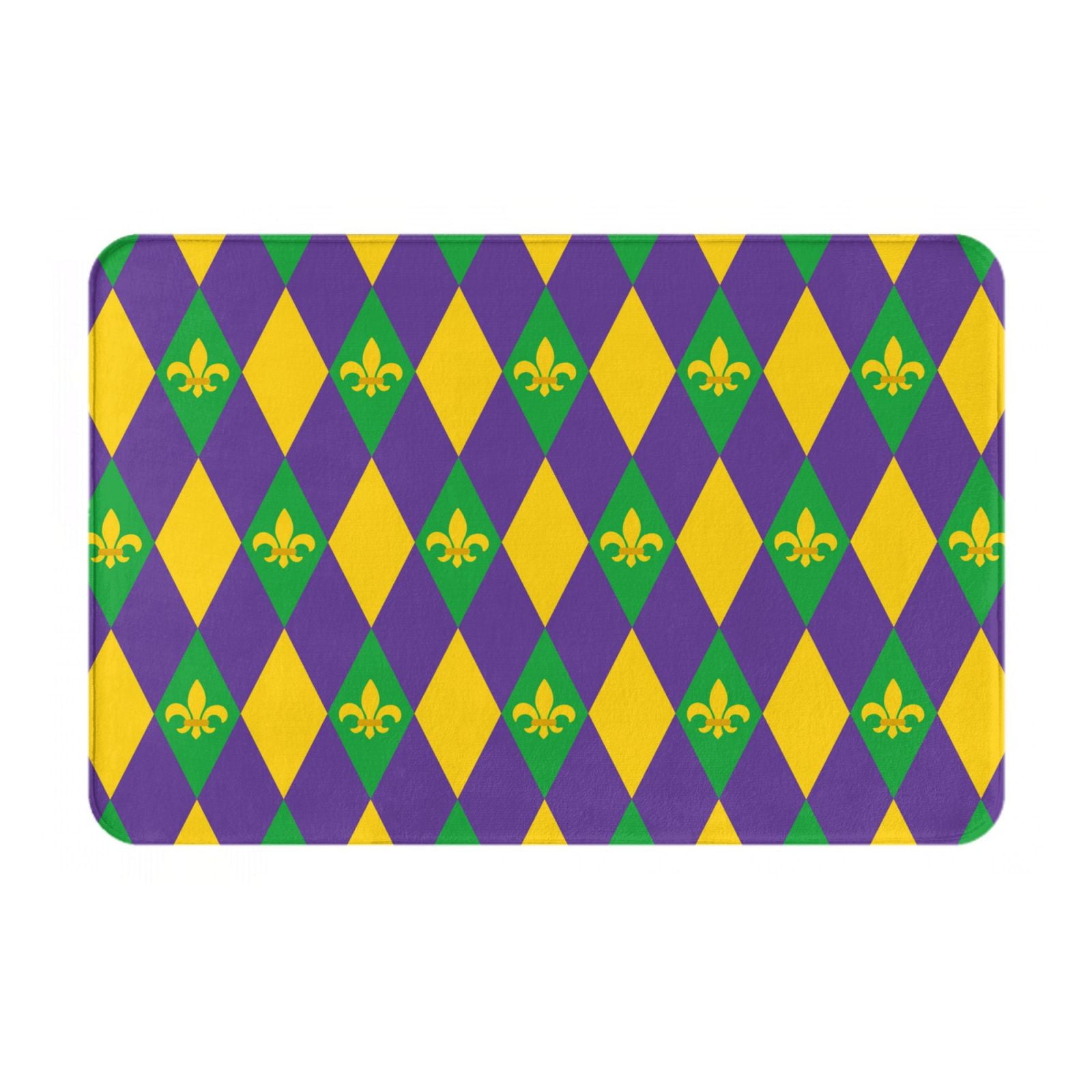 Bingfone Mardi Gras Door Mat 16"X24" Front Entrance Non-Slip Low ...