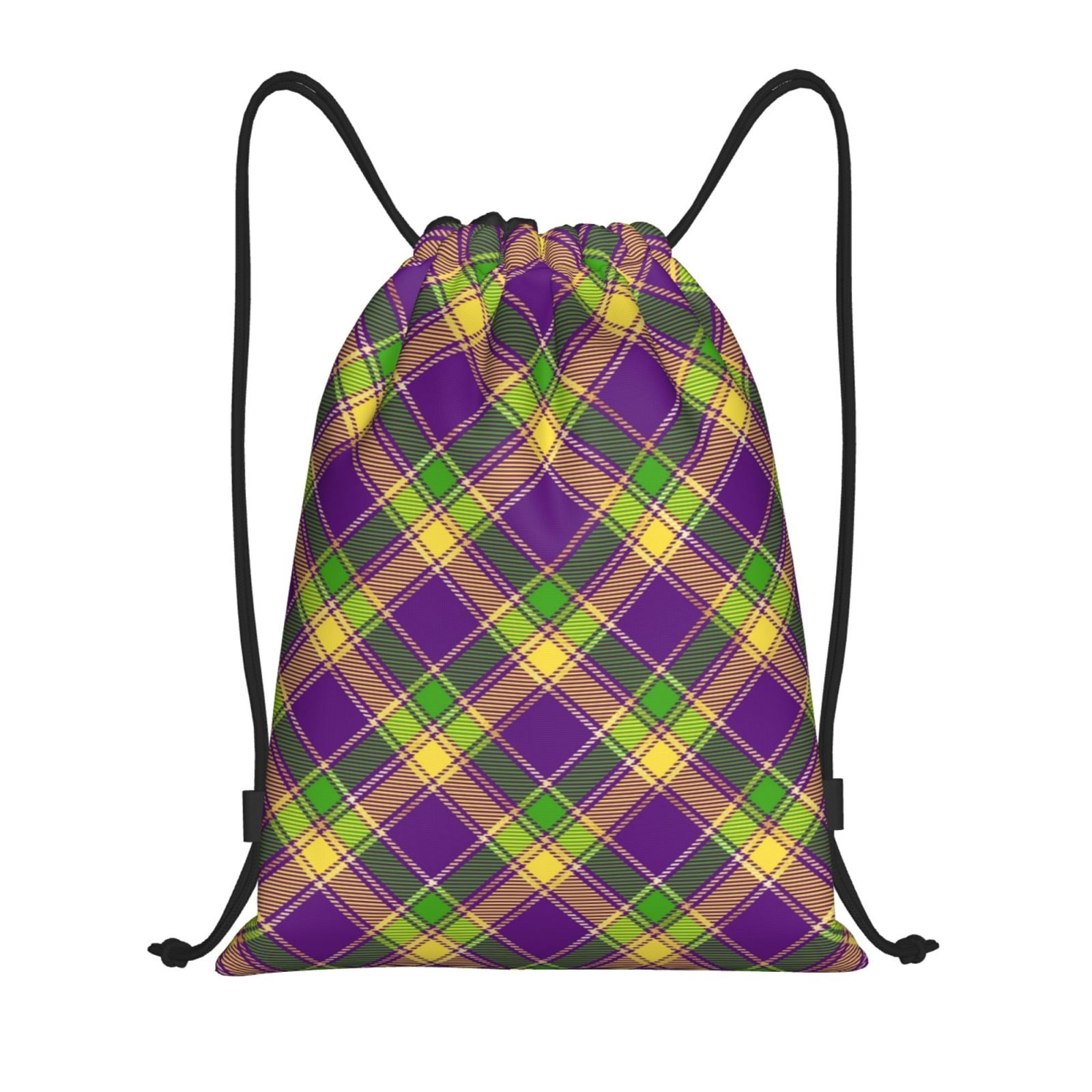 Bingfone Mardi Gras Plaid Drawstrings Backpacks Bags For Men Women Gym ...