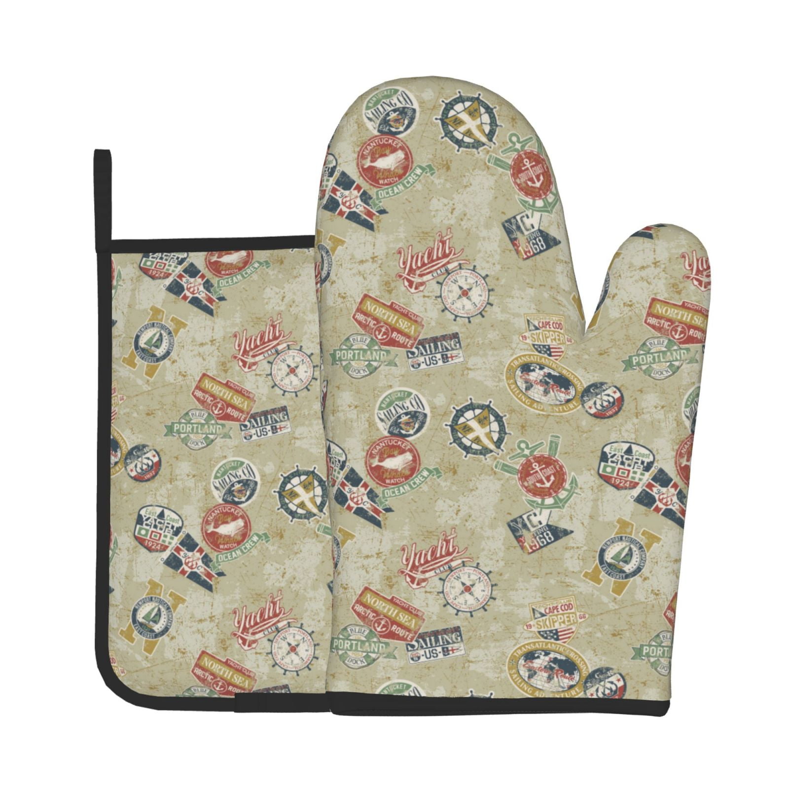 Bingfone Marine Sailing Badges Print Oven Mitts Pot Holders Set 2 PCS ...
