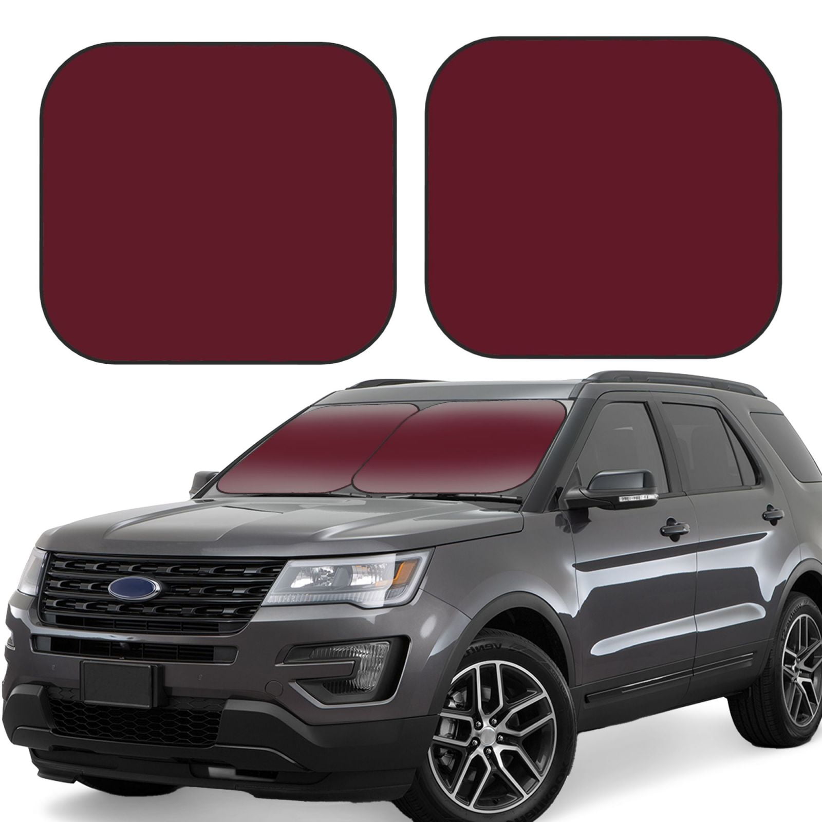Bingfone Maroon Windshield Sun Shade 2-Piece Foldable Car Front Window ...