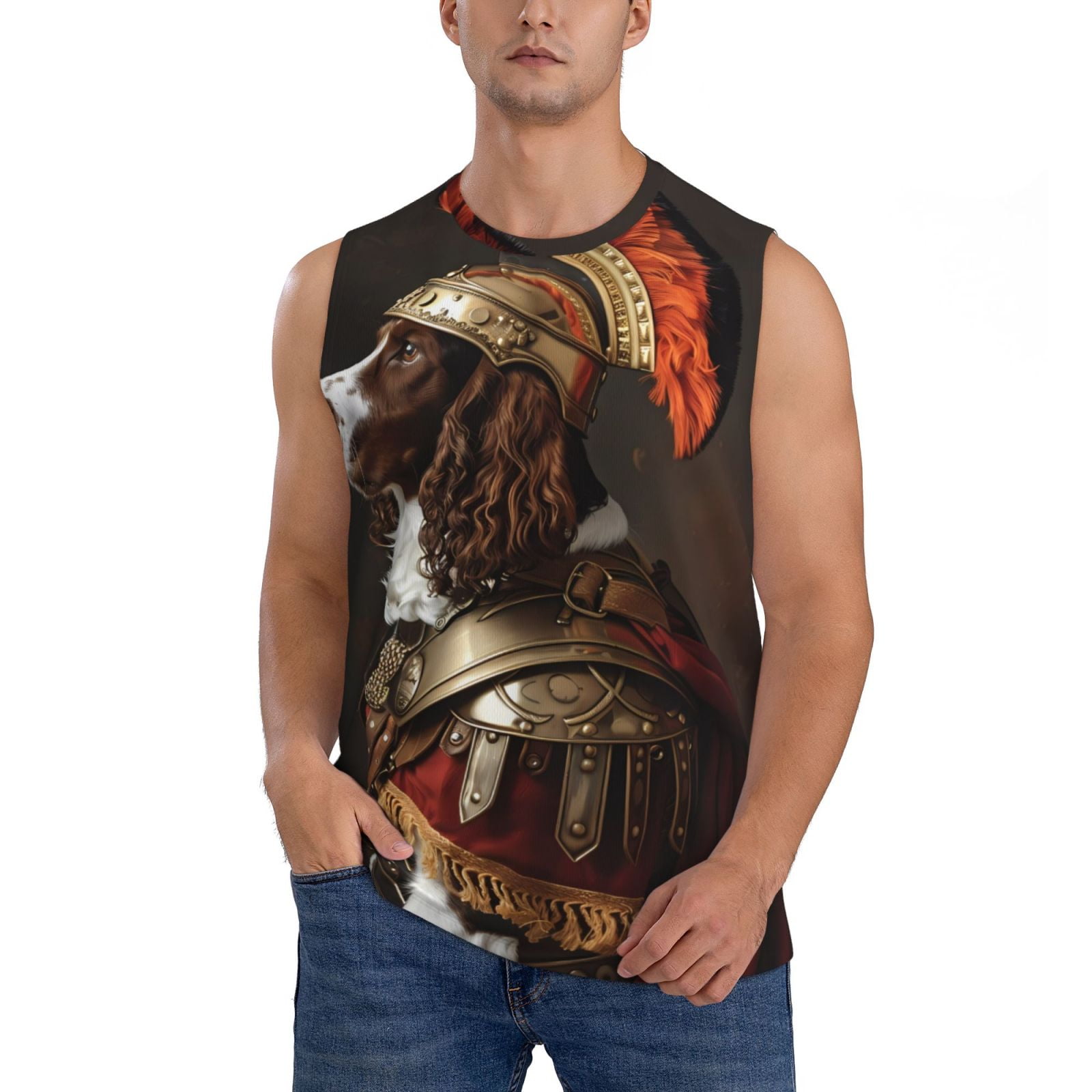 Bingfone Medieval Knight Dog Pattern Men's Tank Tops Workout Sleeveless ...
