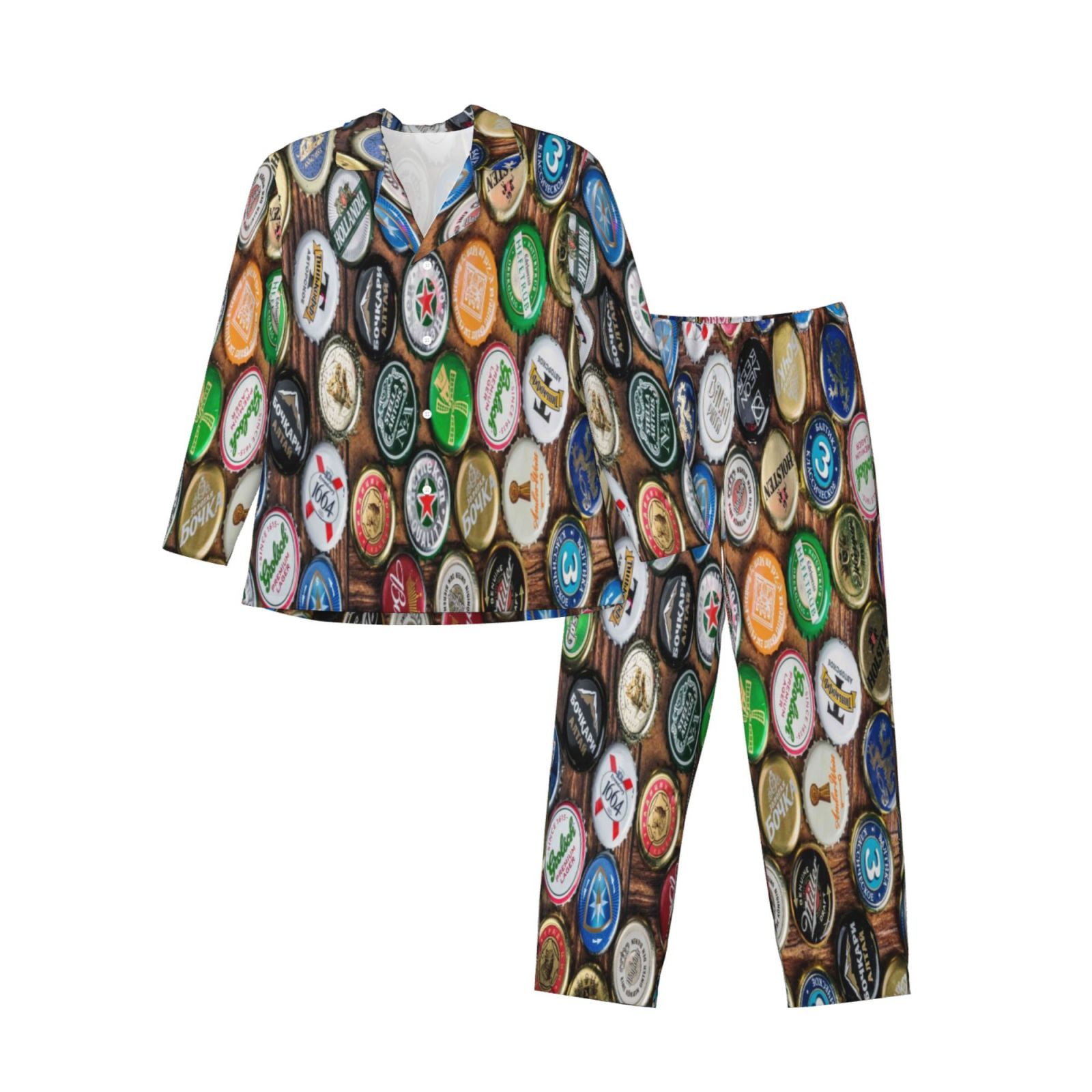 Bingfone Men'S Pajama Set 2 Piece Loungewear Pjs, Long Sleeve With ...