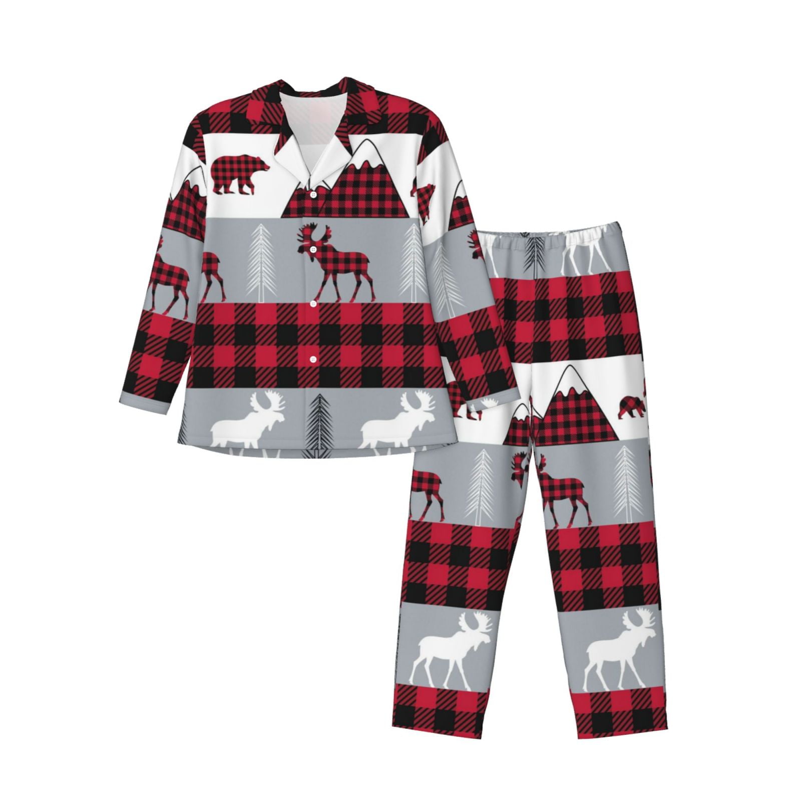 Bingfone Men'S Pajama Set 2 Piece Loungewear Pjs, Long Sleeve With ...
