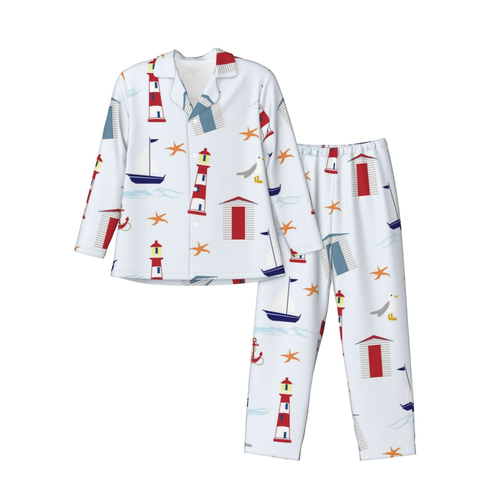 Bingfone Men'S Pajama Set 2 Piece Loungewear Pjs, Long Sleeve With ...