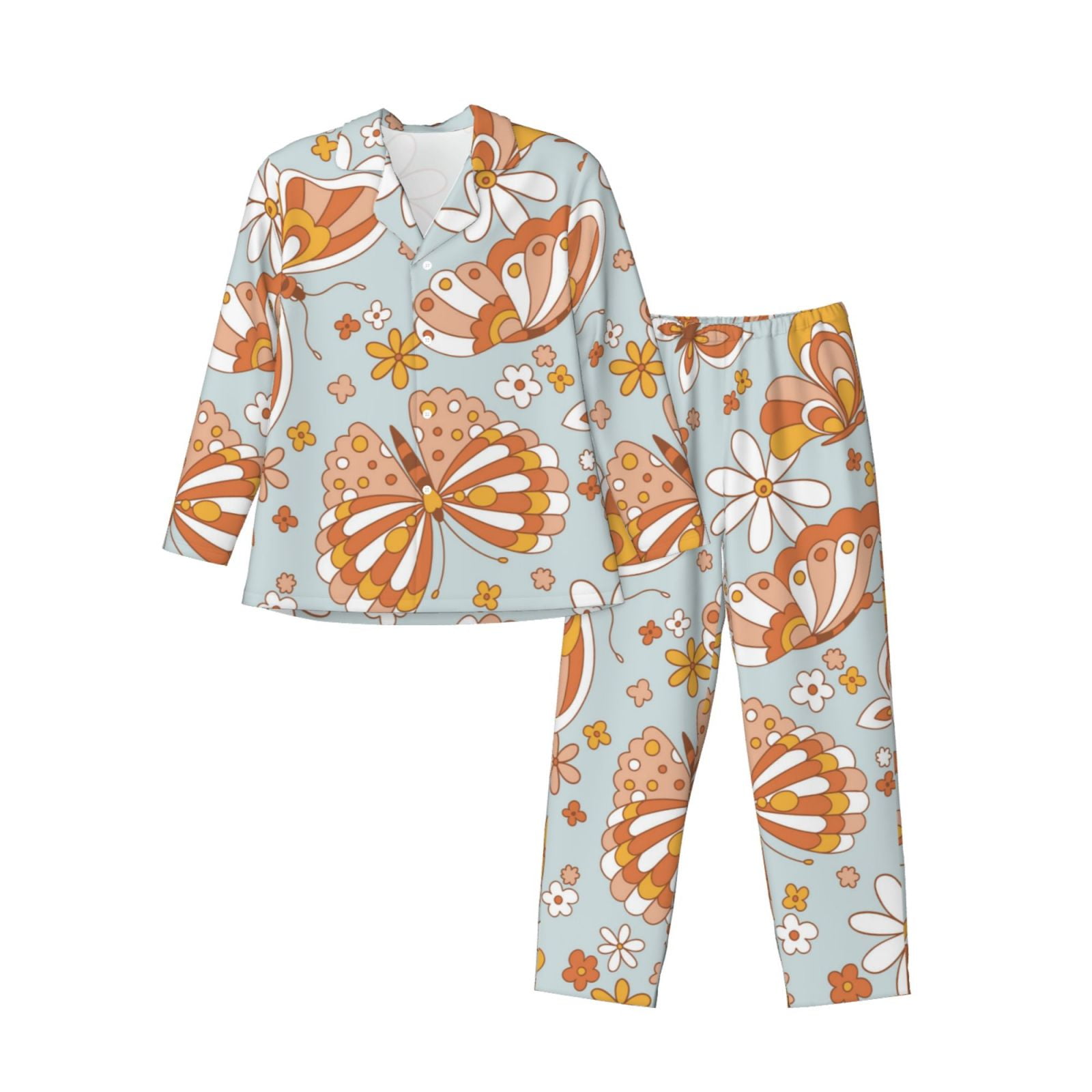 Bingfone Men'S Pajama Set 2 Piece Loungewear Pjs, Long Sleeve With ...