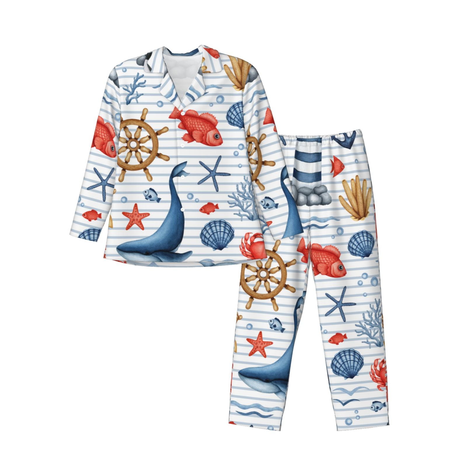 Bingfone Men'S Pajama Set 2 Piece Loungewear Pjs, Long Sleeve With ...