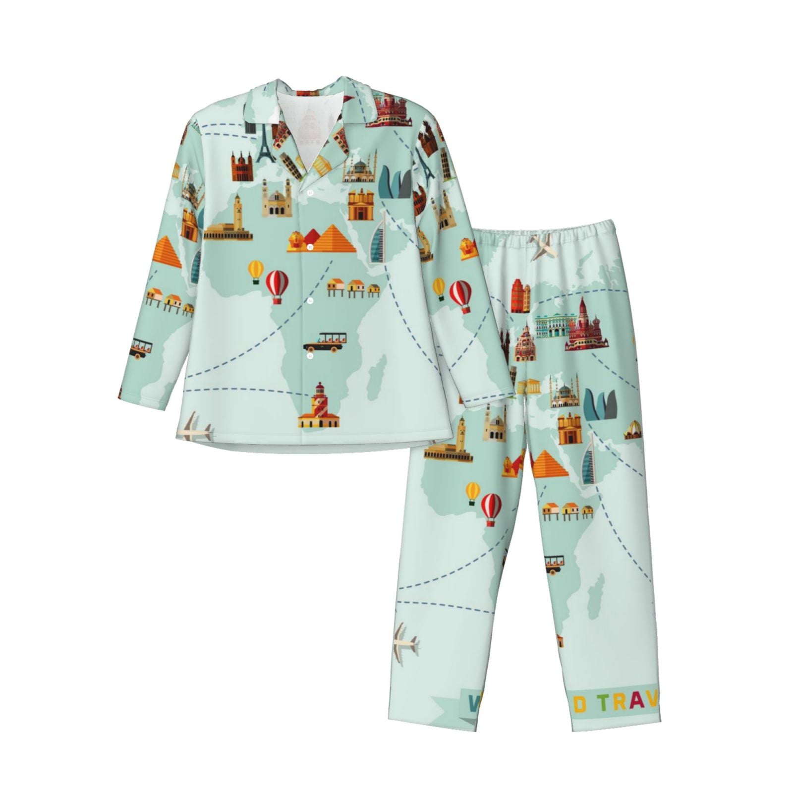 Bingfone Men'S Pajama Set 2 Piece Loungewear Pjs, Long Sleeve With ...