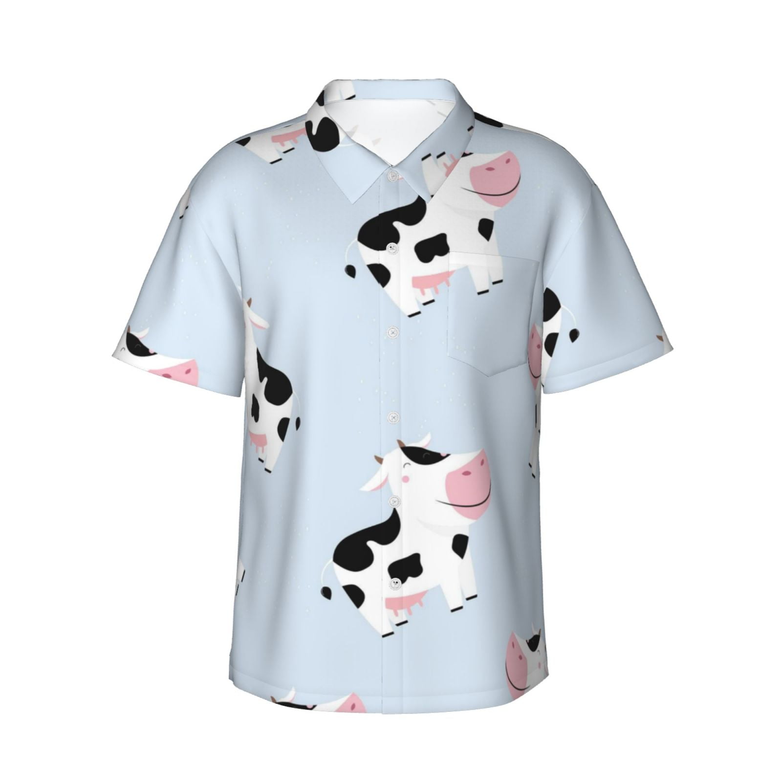 Bingfone Men'S Short Sleeve Button Down Shirts Hawaiian Cute Farm Cow ...