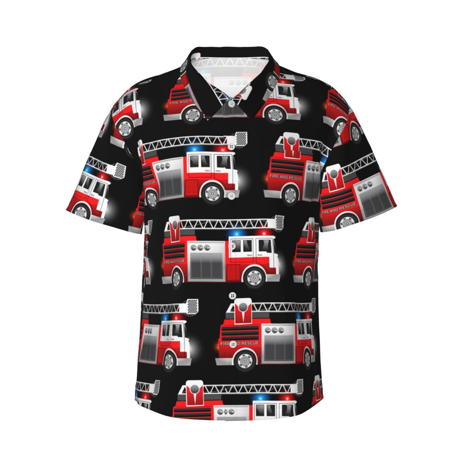 Bingfone Men'S Short Sleeve Button Down Shirts Hawaiian Fire And Rescue ...