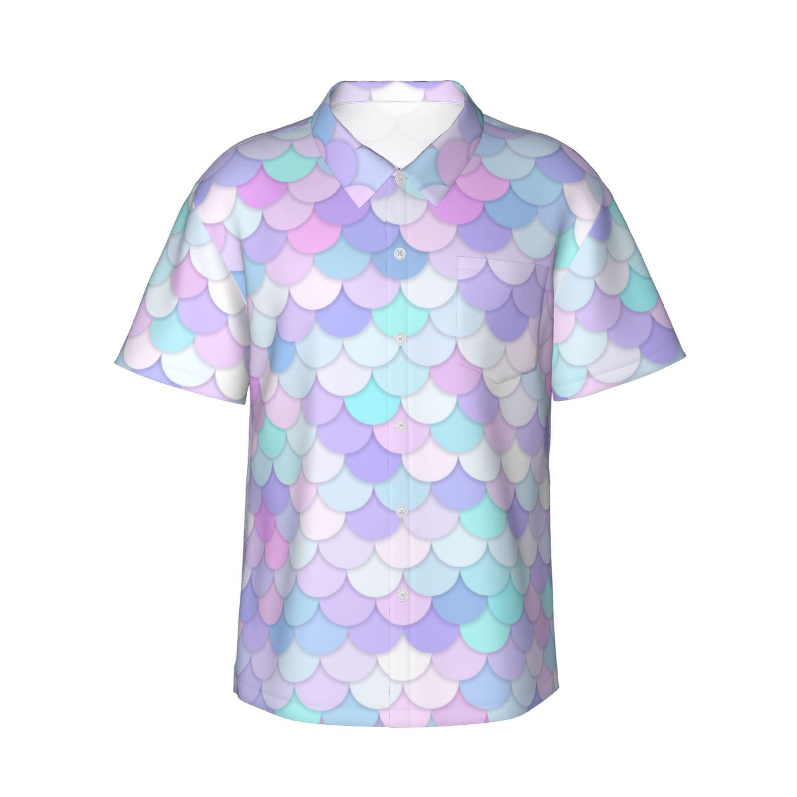 Bingfone Men'S Short Sleeve Button Down Shirts Hawaiian Rainbow Scales ...