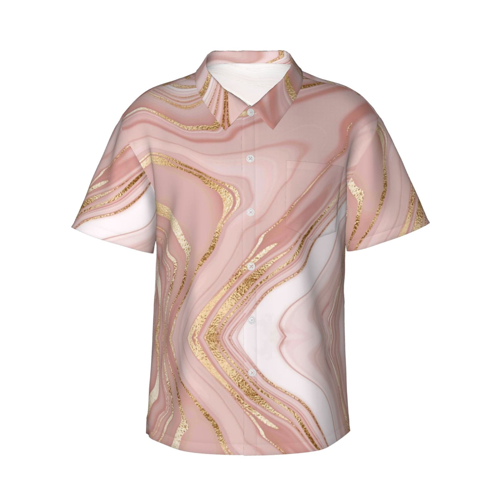 Bingfone Men'S Short Sleeve Button Down Shirts Hawaiian Rose Gold ...