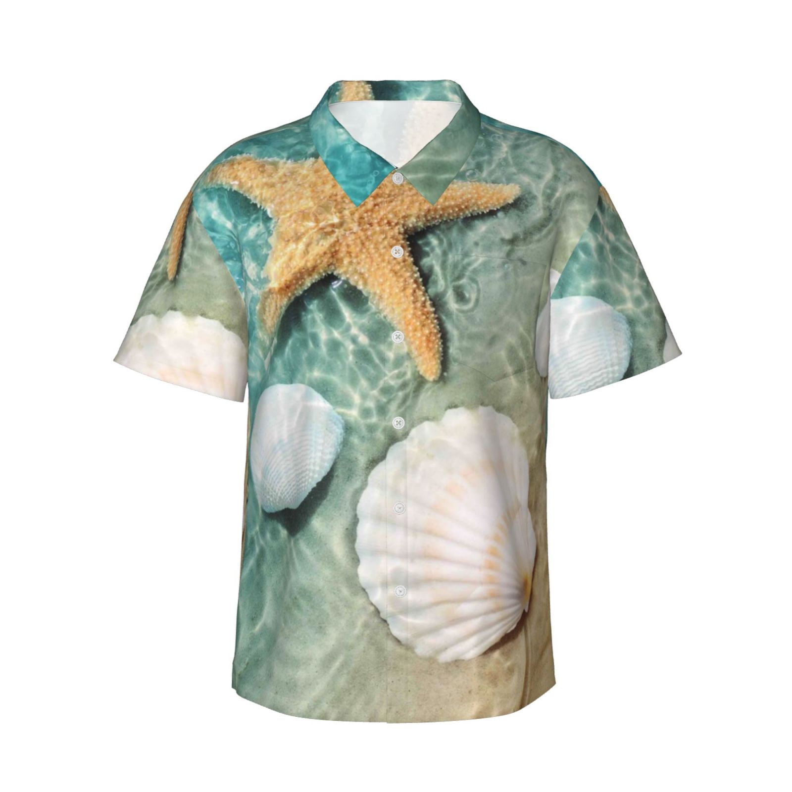 Bingfone Men'S Short Sleeve Button Down Shirts Hawaiian Starfish And ...