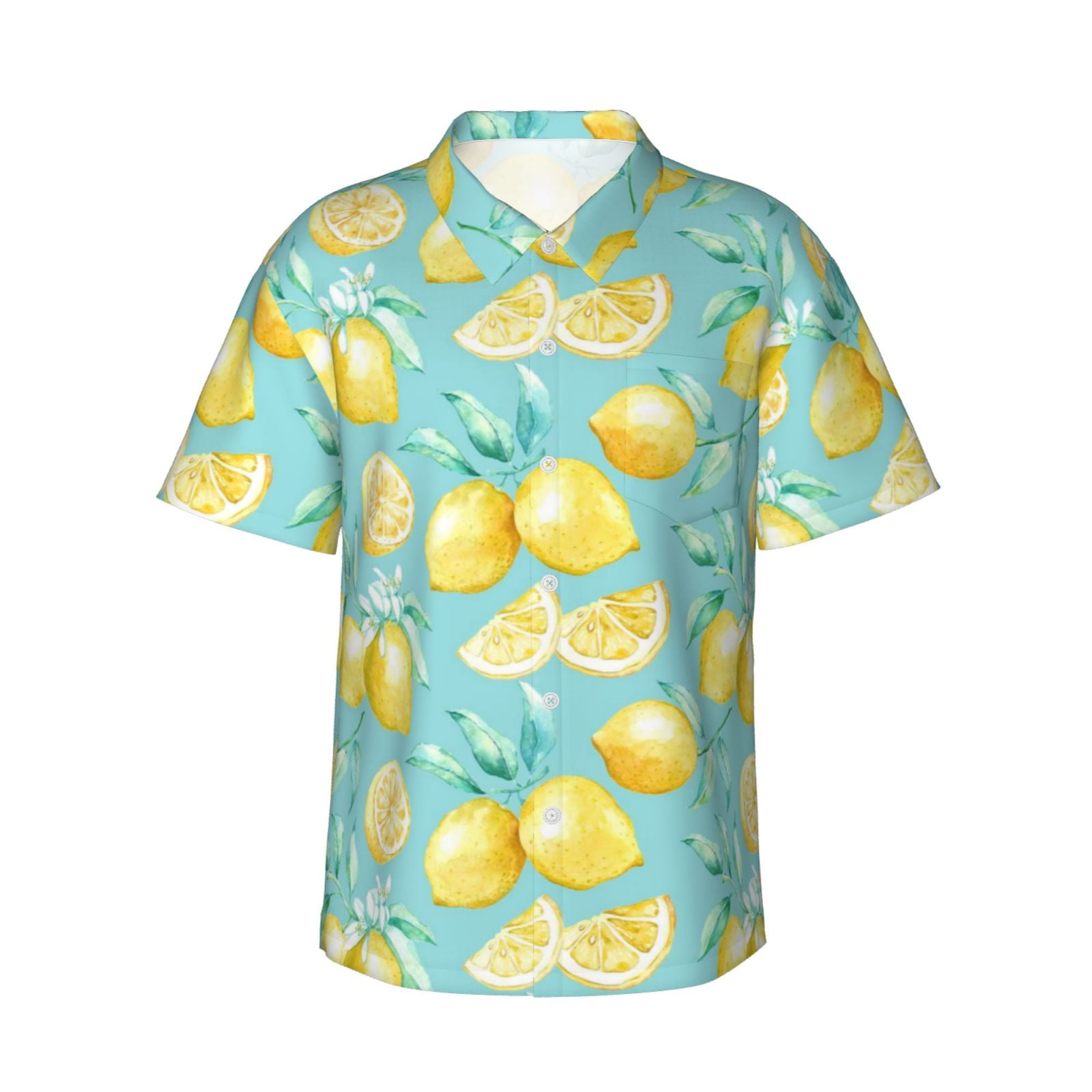 Bingfone Men'S Short Sleeve Button Down Shirts Hawaiian Yellow Lemon ...