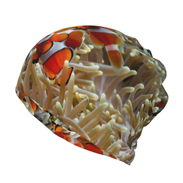 Bingfone Men Women Slouch Beanie Cute Anemone Fish Print Cap Hip-Hop ...