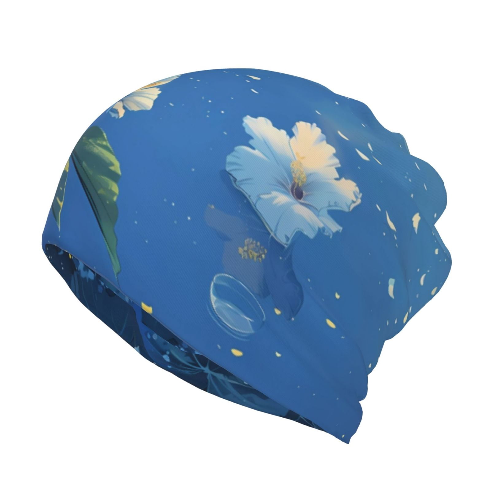 Bingfone Men Women Slouch Beanie Hibiscus Flowers Calm Water Print Cap ...