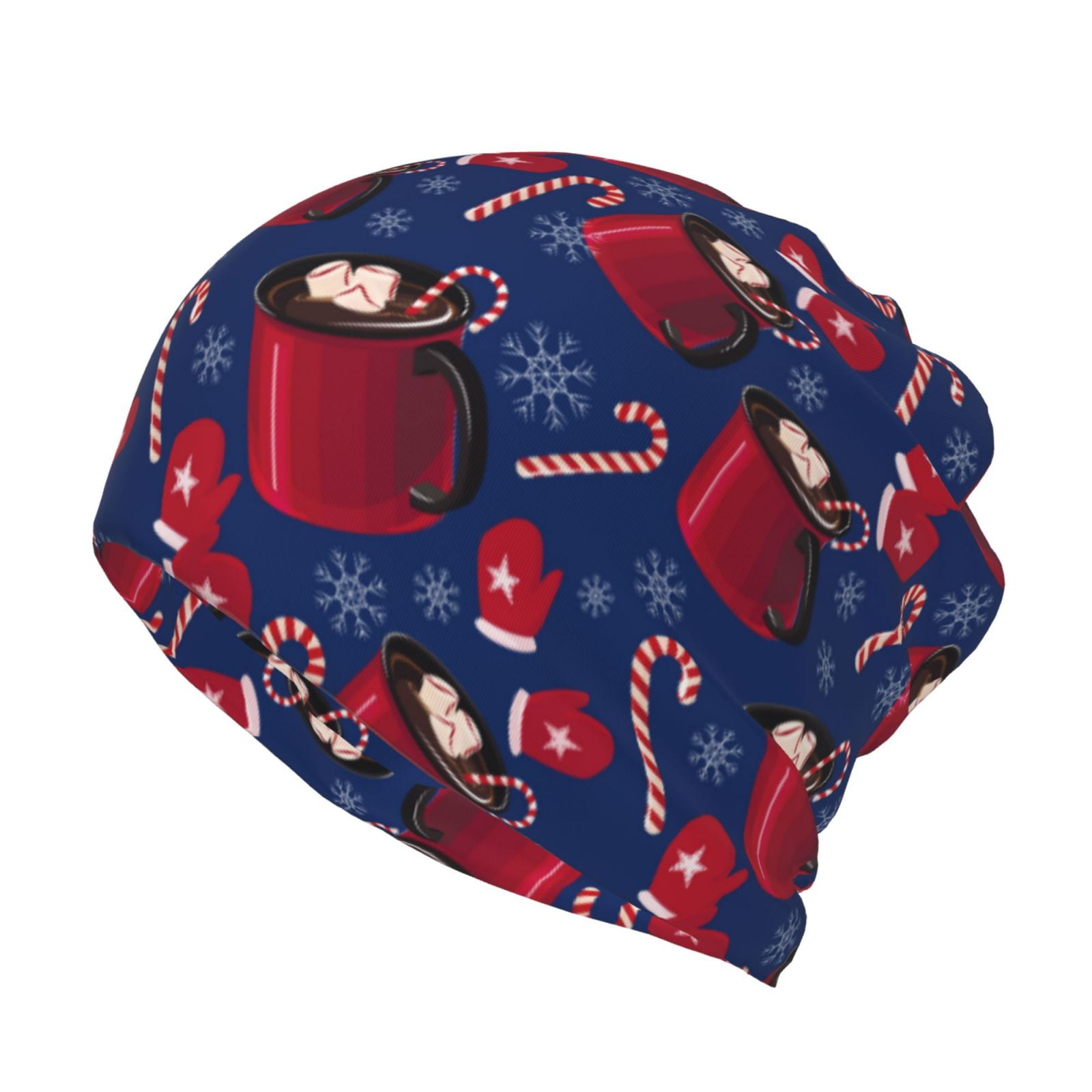 Bingfone Men Women Slouch Beanie Hot Cocoa Snowflake Mittens Print Cap ...