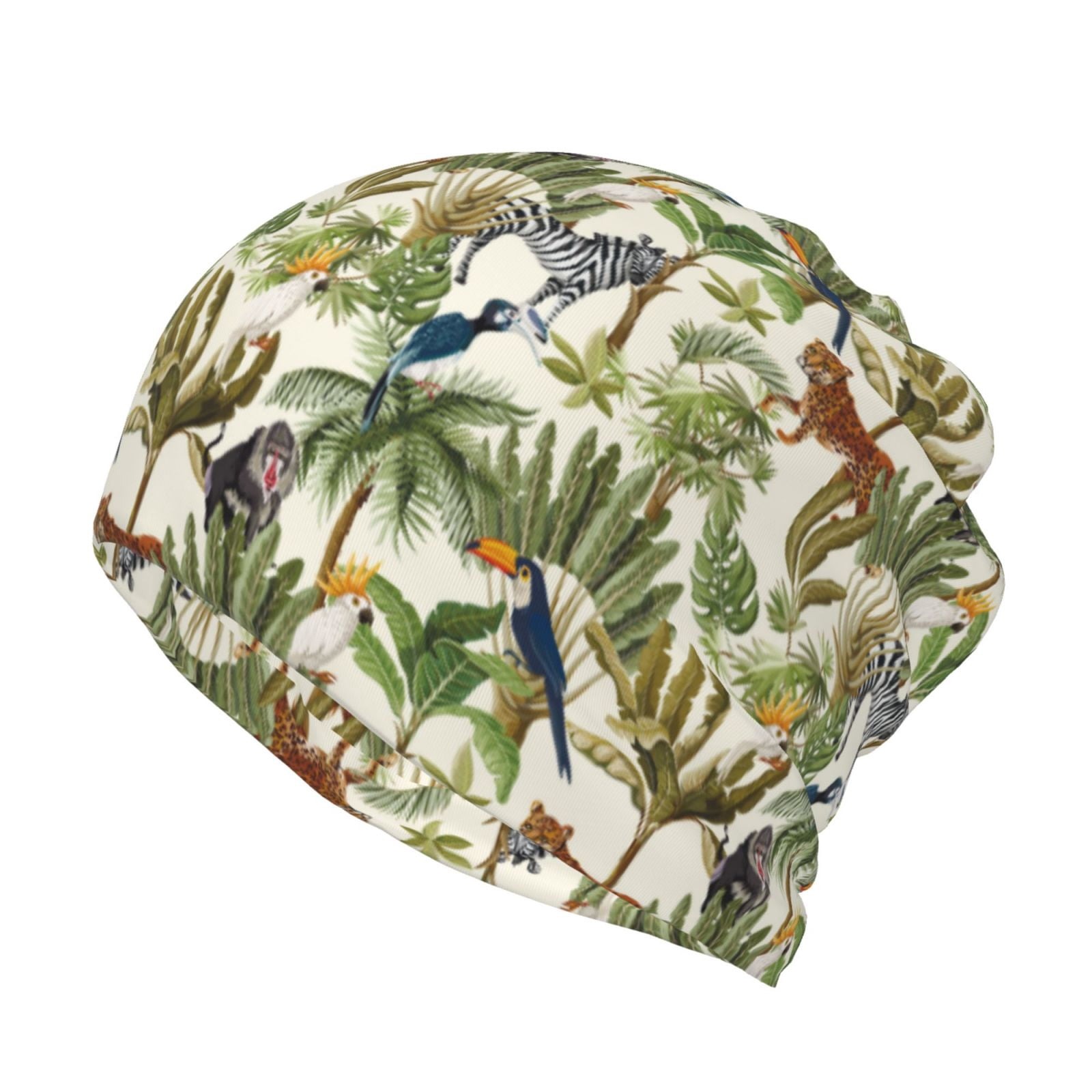 Bingfone Men Women Slouch Beanie Jungle Animals Print Cap Hip-Hop Hat ...