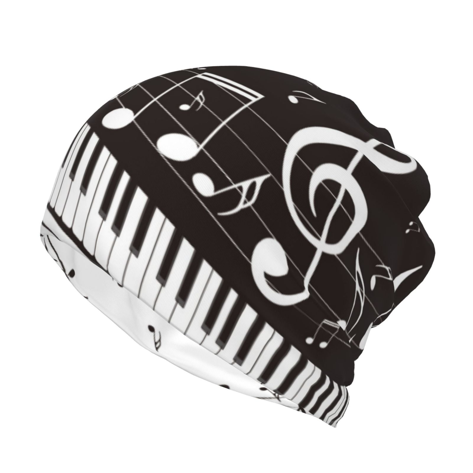 Bingfone Men Women Slouch Beanie Piano Keys With Musical Notes Print ...
