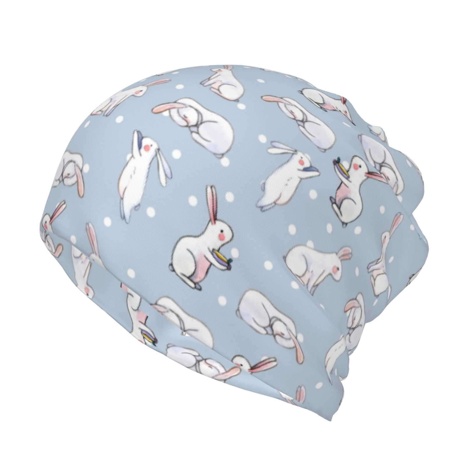 Bingfone Men Women Slouch Beanie Rabbit Is Eating Carrots Print Cap Hip ...