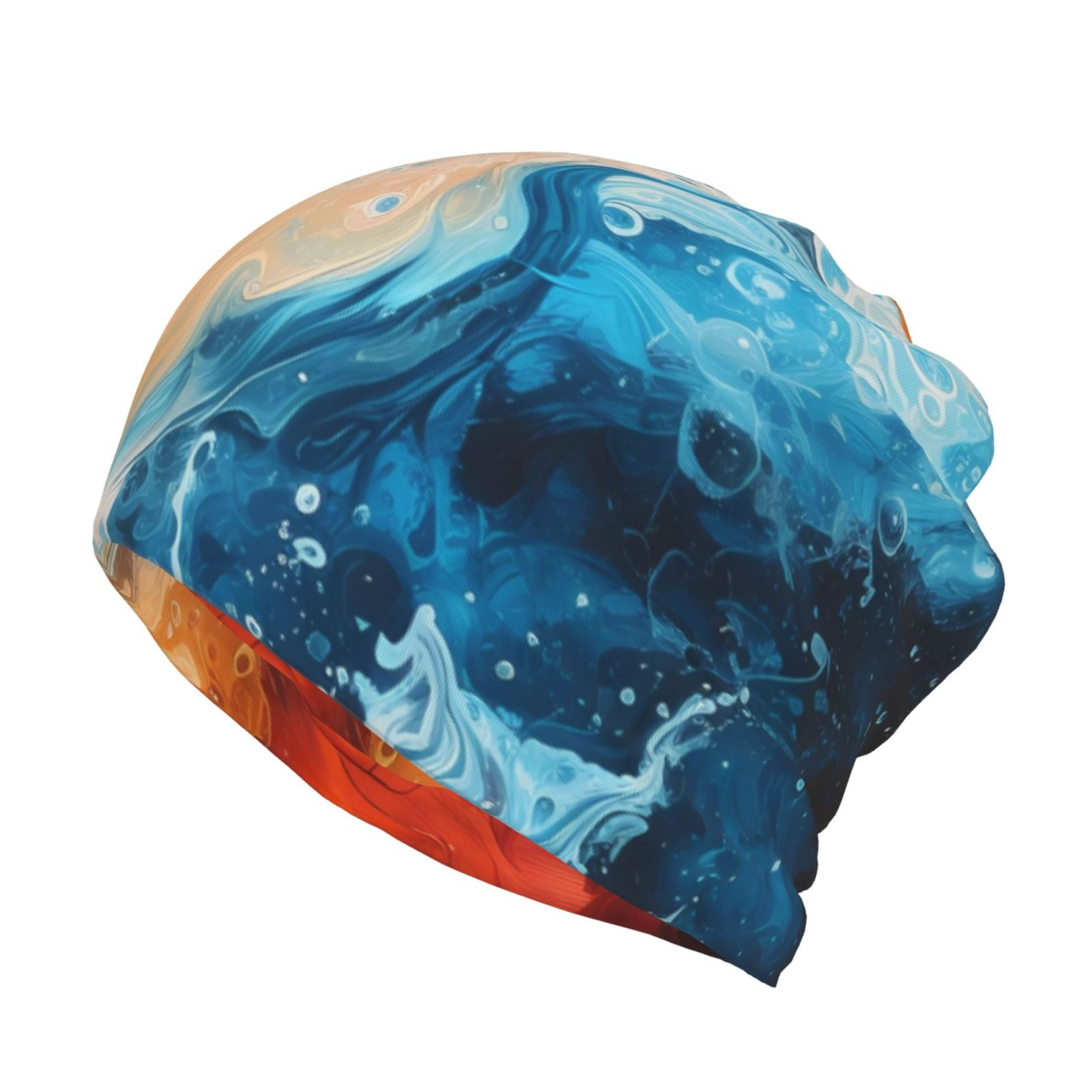 Bingfone Men Women Slouch Beanie Red And Blue Waves Print Cap Hip-Hop ...