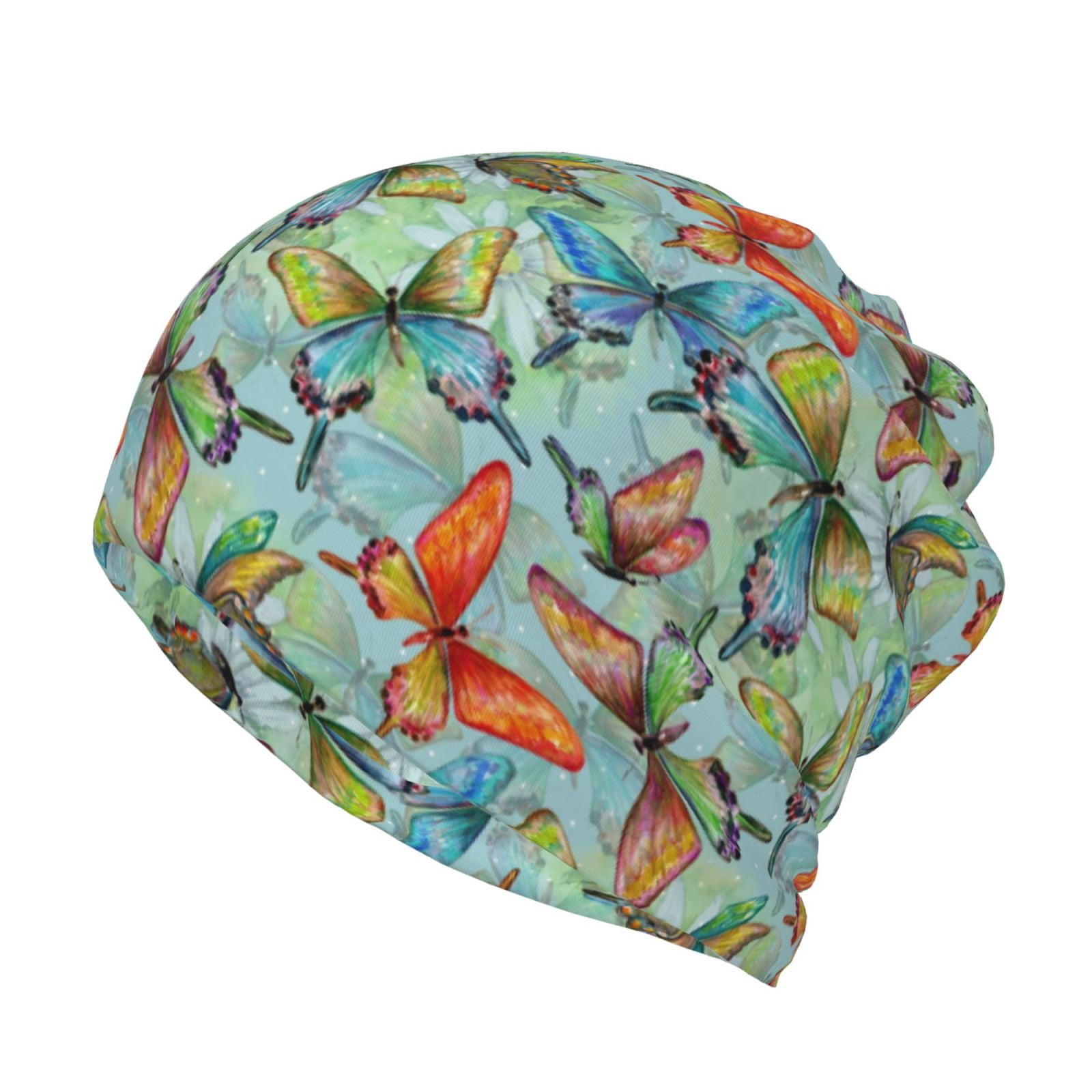Bingfone Men Women Slouch Beanie Retro Flying Butterflies Print Cap Hip ...