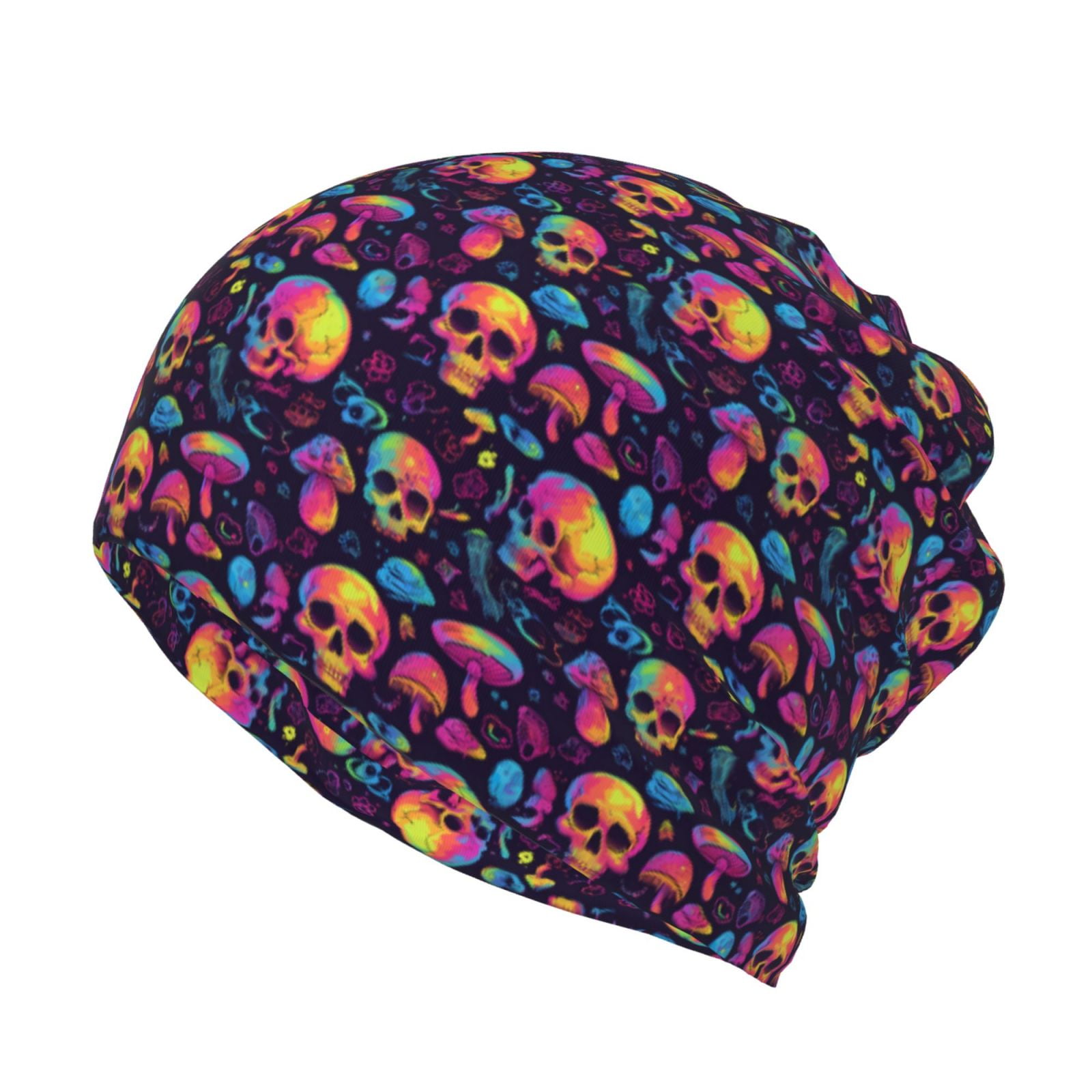 Bingfone Men Women Slouch Beanie Skull mushroom Print Cap Hip-Hop Hat ...