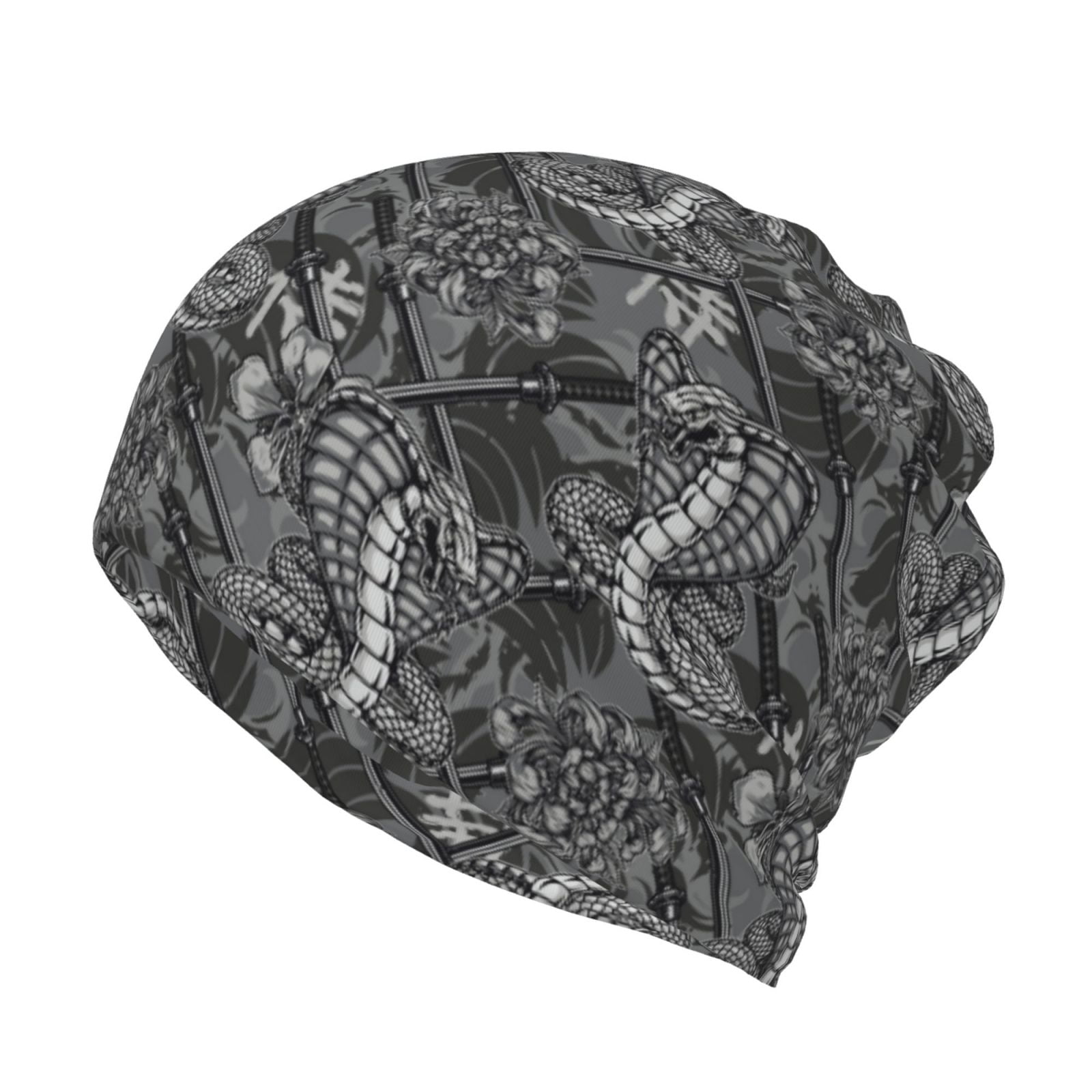 Bingfone Men Women Slouch Beanie Snake Print Cap Hip-Hop Hat Headwear ...