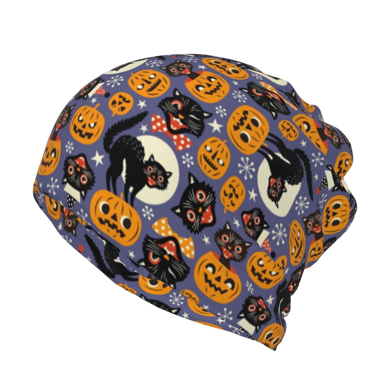 Bingfone Men Women Slouch Beanie Spooky Cats And Halloween Pumpkins ...
