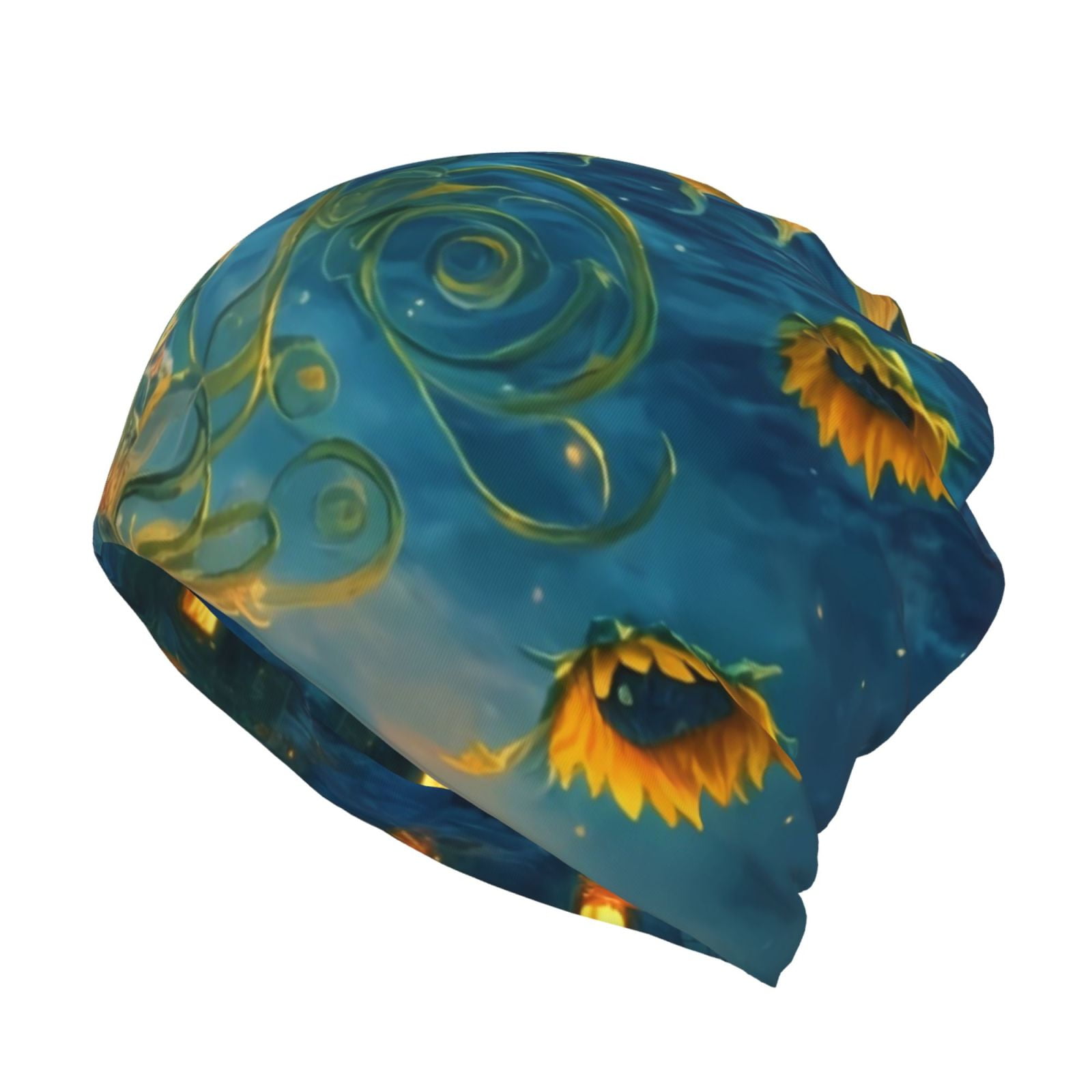 Bingfone Men Women Slouch Beanie Sunflower Castle Starry Sky Print Cap ...