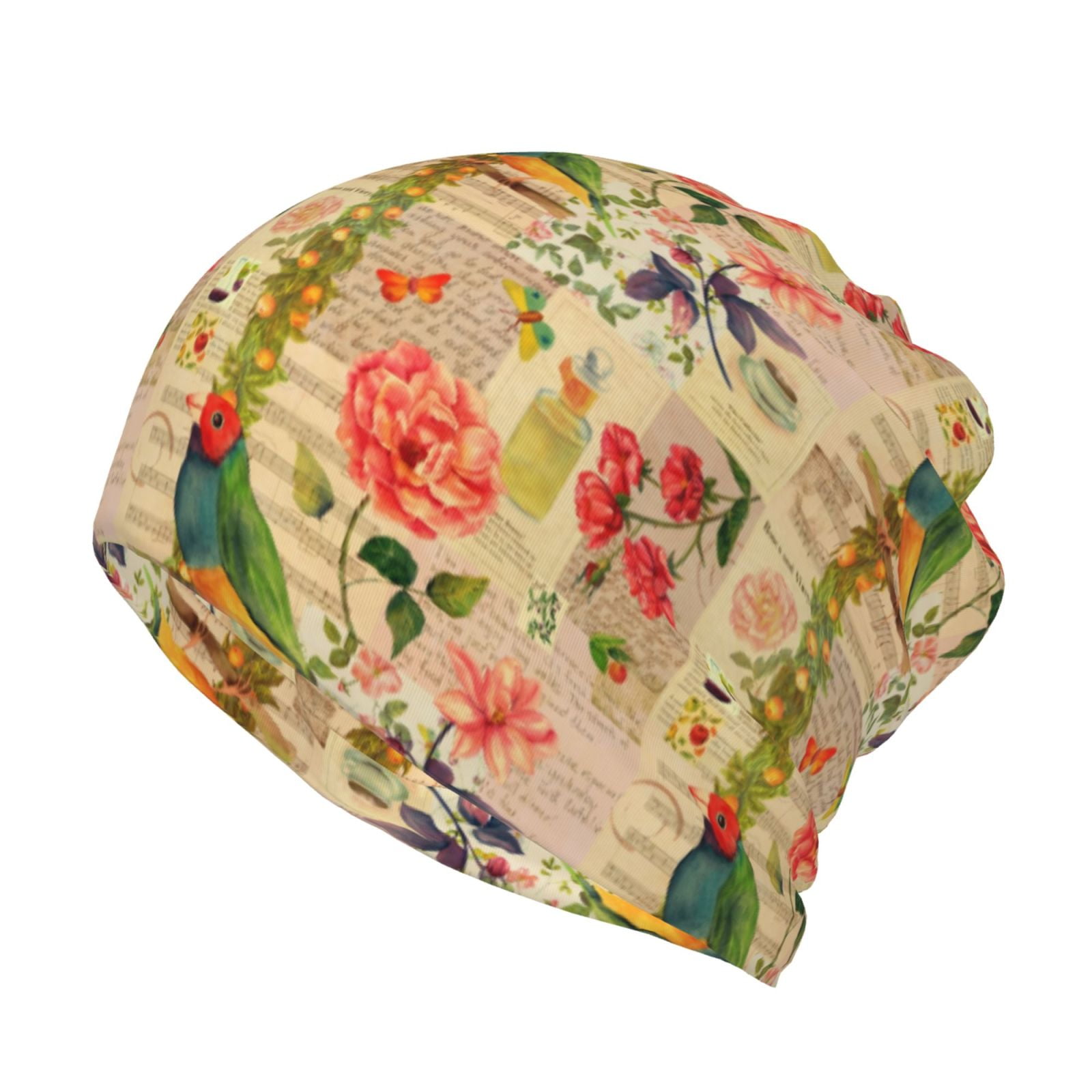 Bingfone Men Women Slouch Beanie Vintage Bird Print Cap Hip-Hop Hat ...