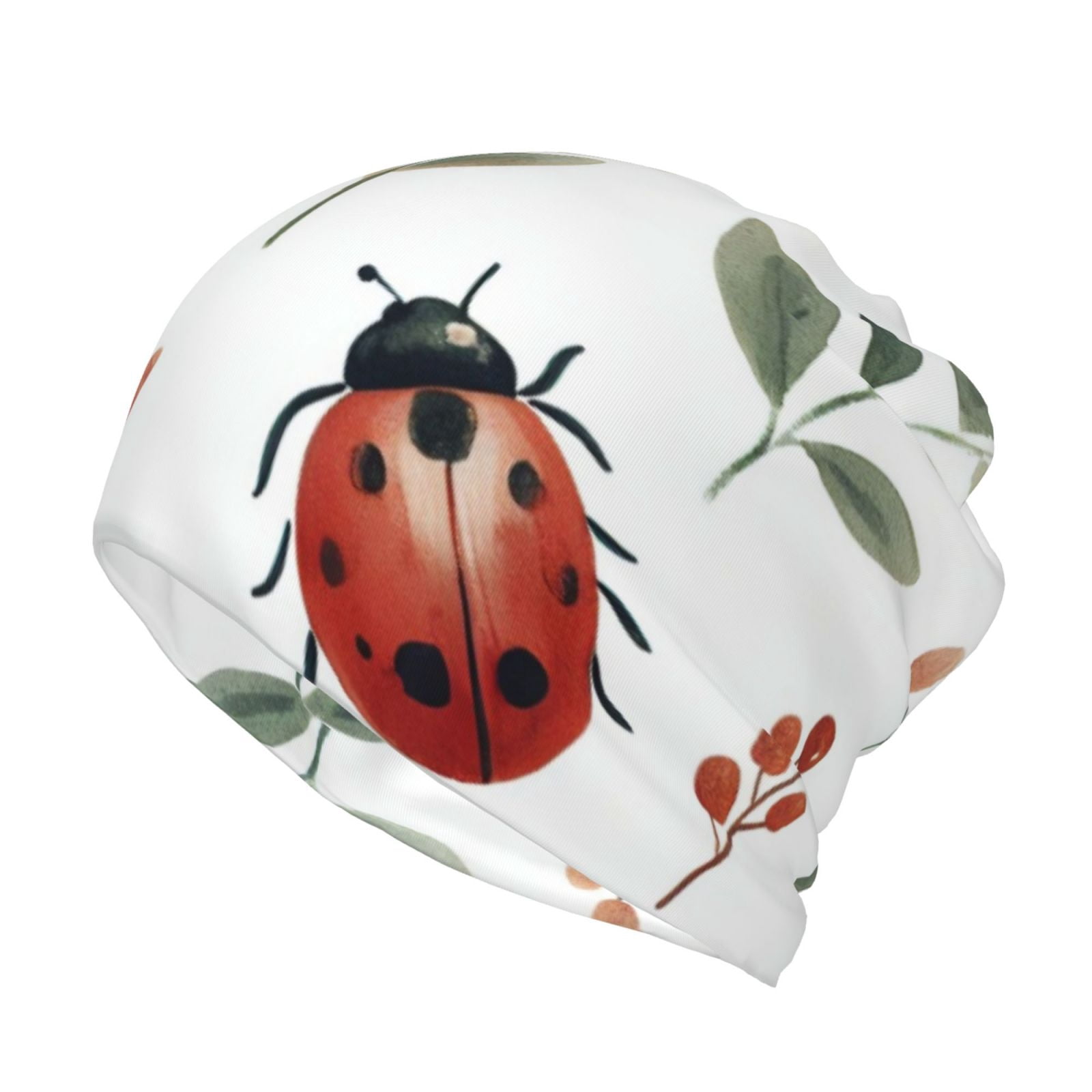 Bingfone Men Women Slouch Beanie Watercolor Ladybug Print Cap Hip-Hop ...