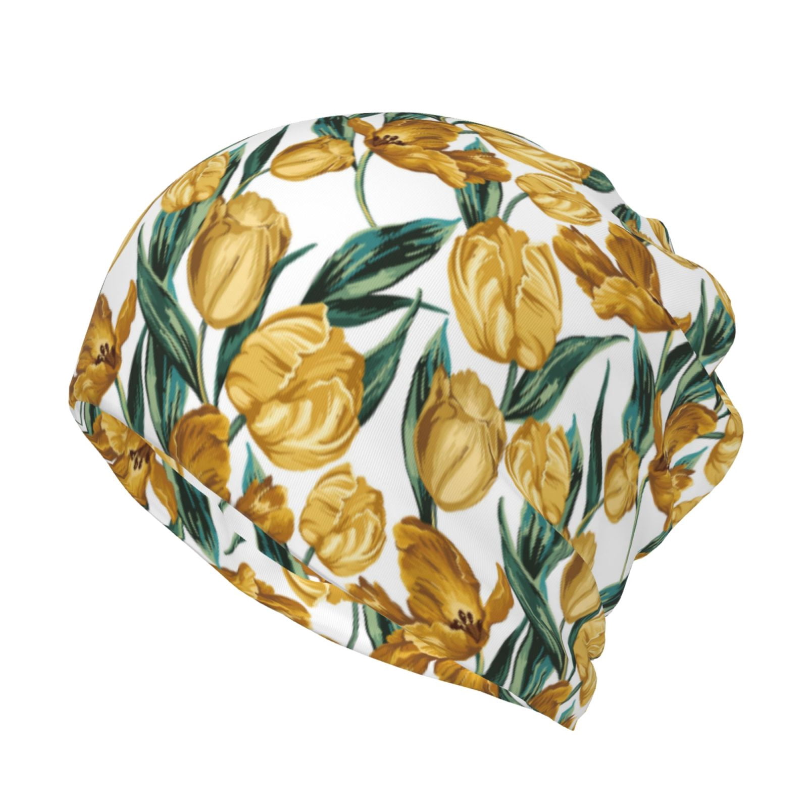 Bingfone Men Women Slouch Beanie Yellow Tulips Print Cap Hip-Hop Hat ...