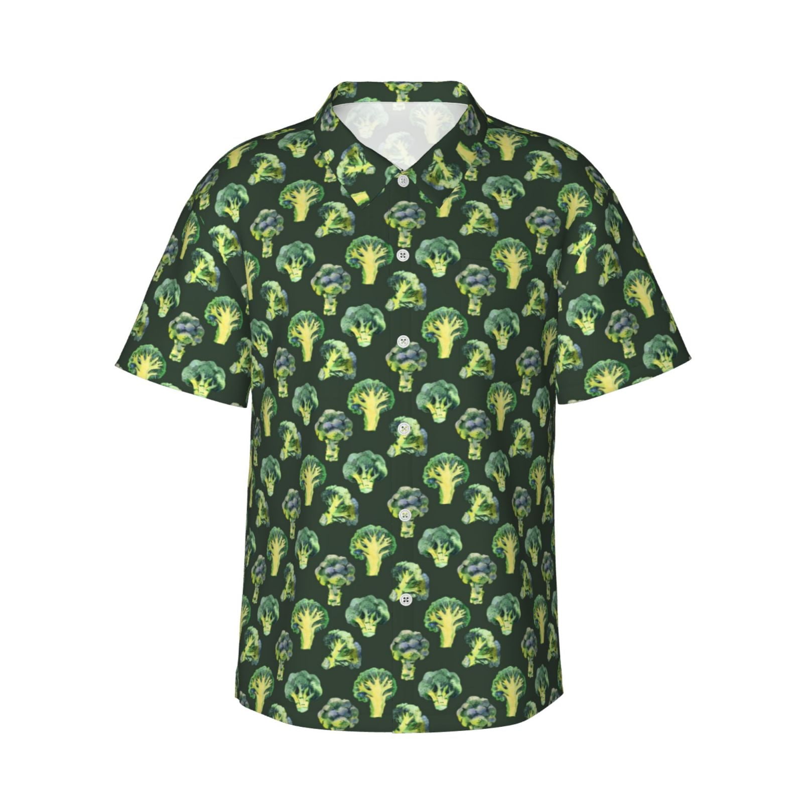 Bingfone Men's Short Sleeve Button Down Shirts Hawaiian Broccoli 3 ...