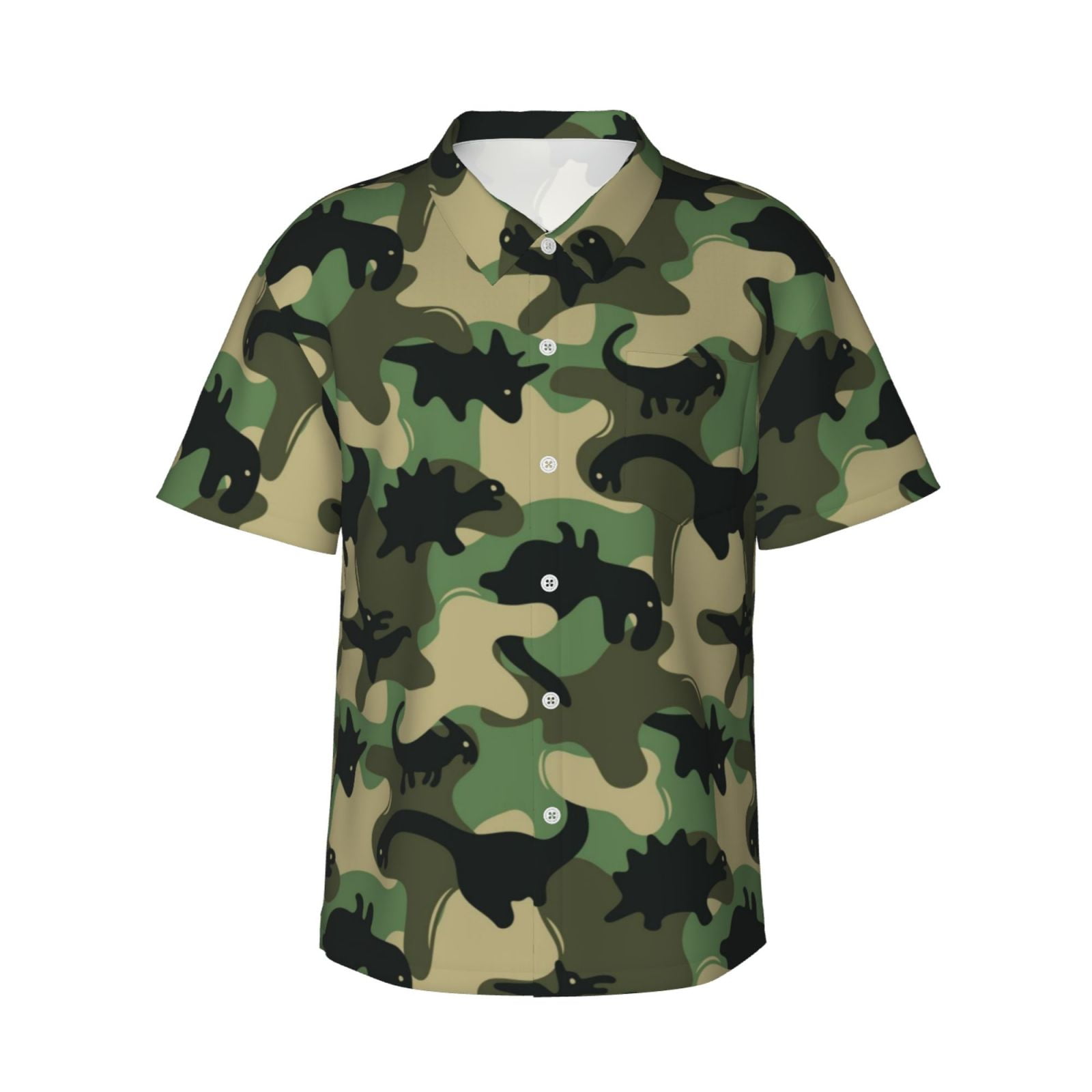 Bingfone Men'S Short Sleeve Button Down Shirts Hawaiian Camouflage ...