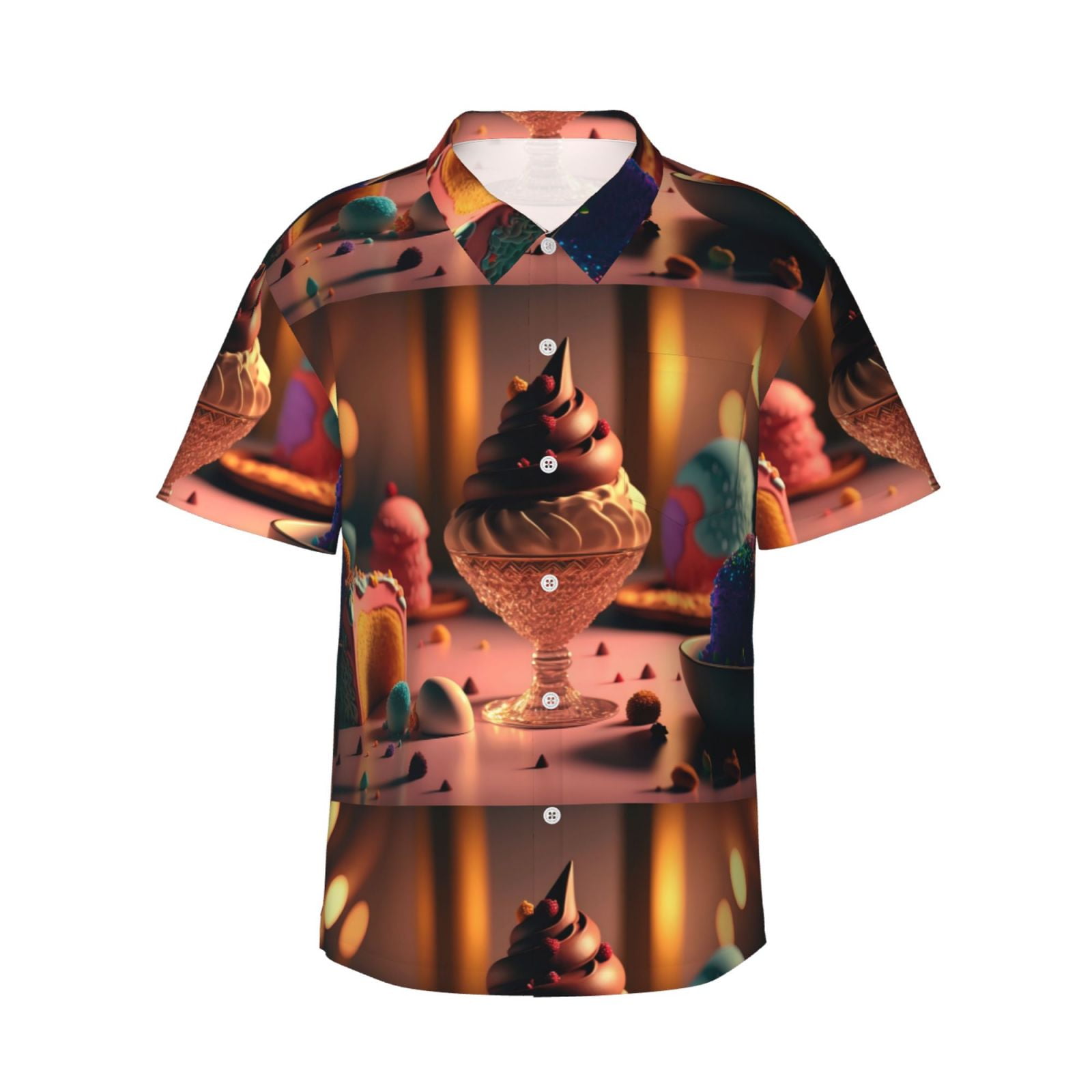 Bingfone Men's Short Sleeve Button Down Shirts Hawaiian Colorful Cake ...