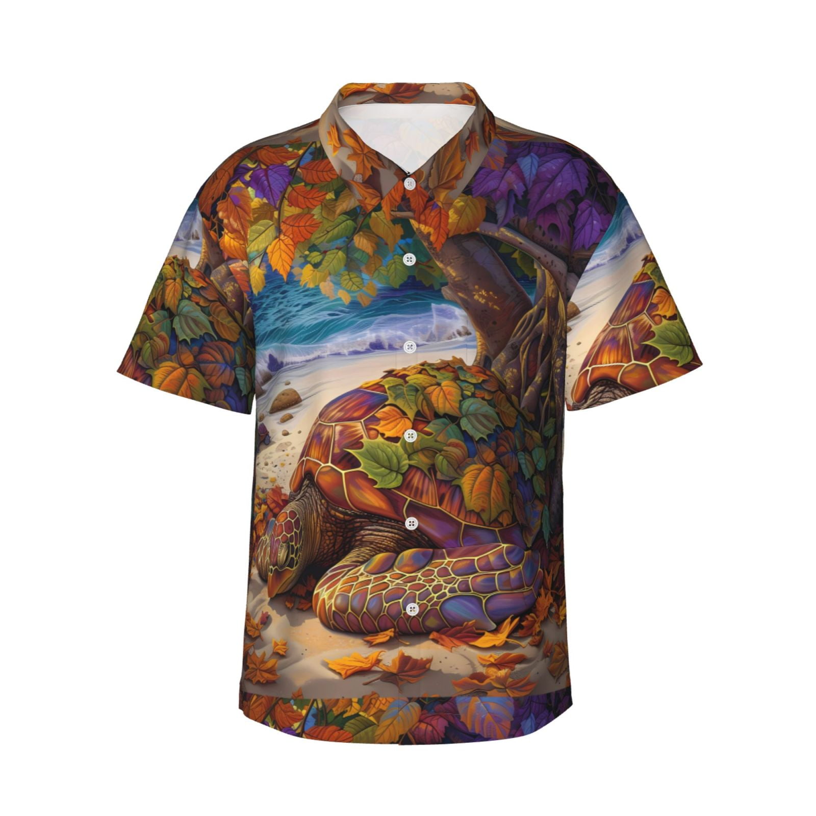 Bingfone Men's Short Sleeve Button Down Shirts Hawaiian Colorful Maple ...