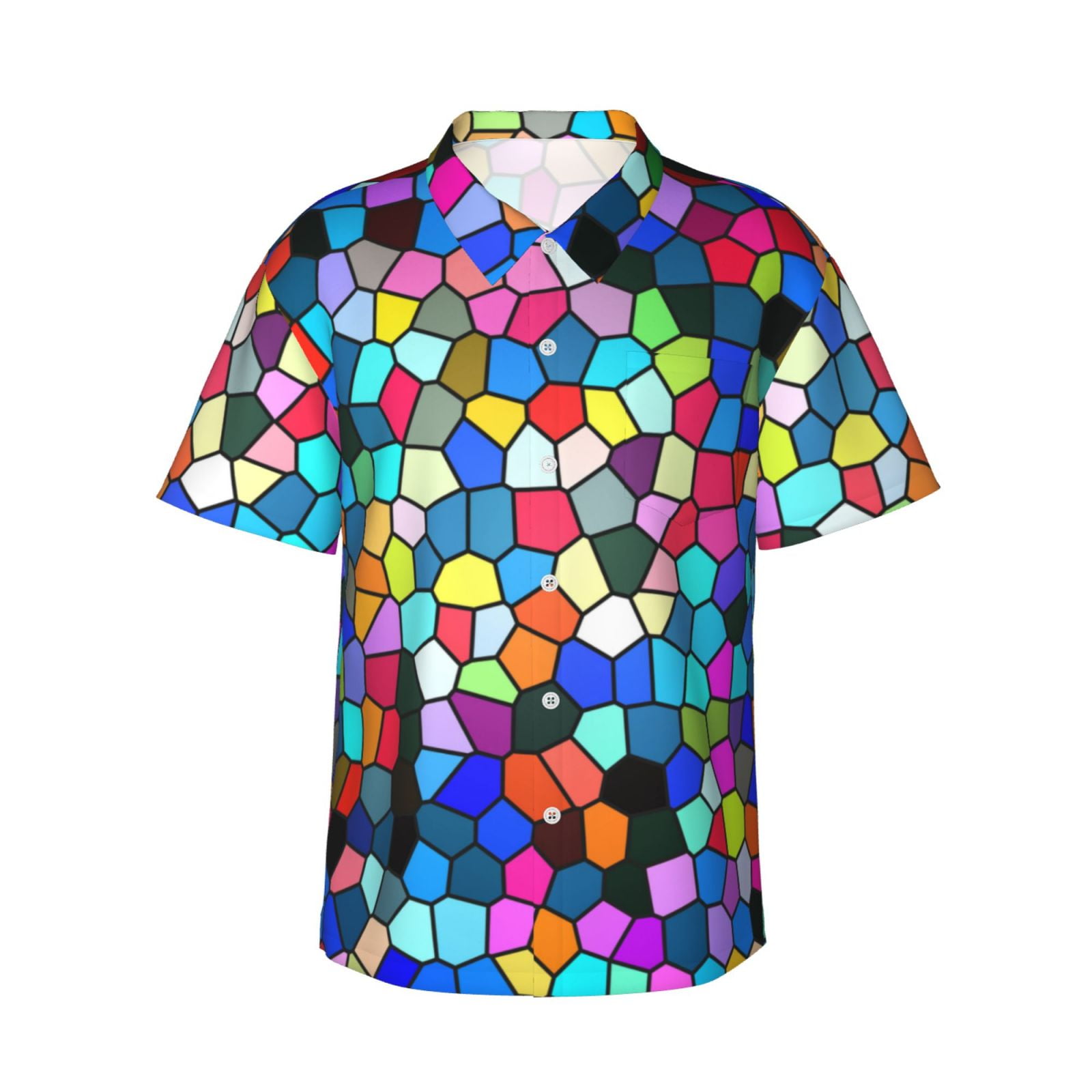 Bingfone Men's Short Sleeve Button Down Shirts Hawaiian Colorful Tie ...