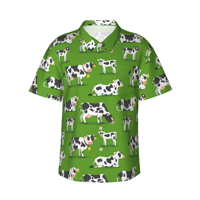 Bingfone Men's Short Sleeve Button Down Shirts Hawaiian Cows With Calfs ...
