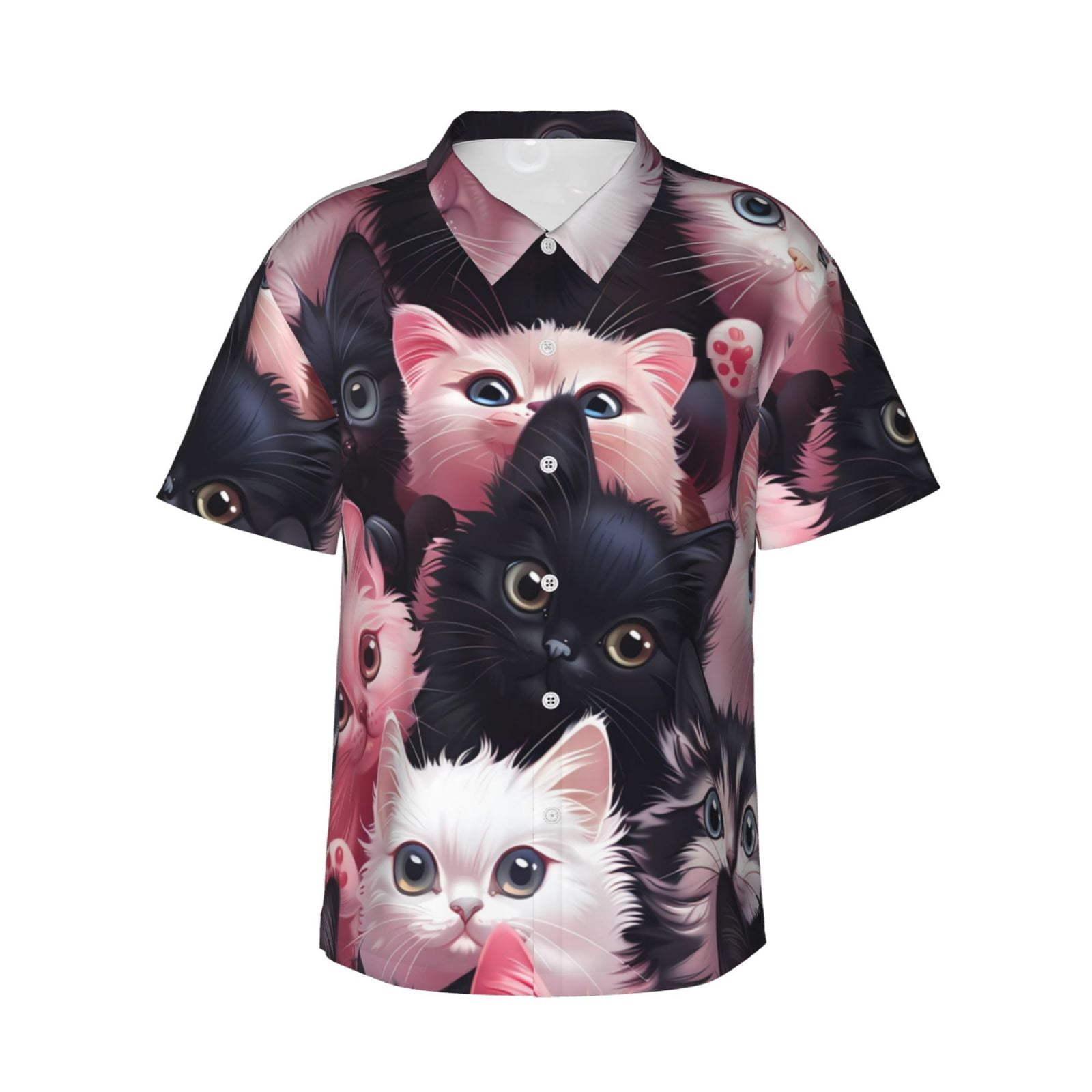 Bingfone Men's Short Sleeve Button Down Shirts Hawaiian Cute Kittens ...