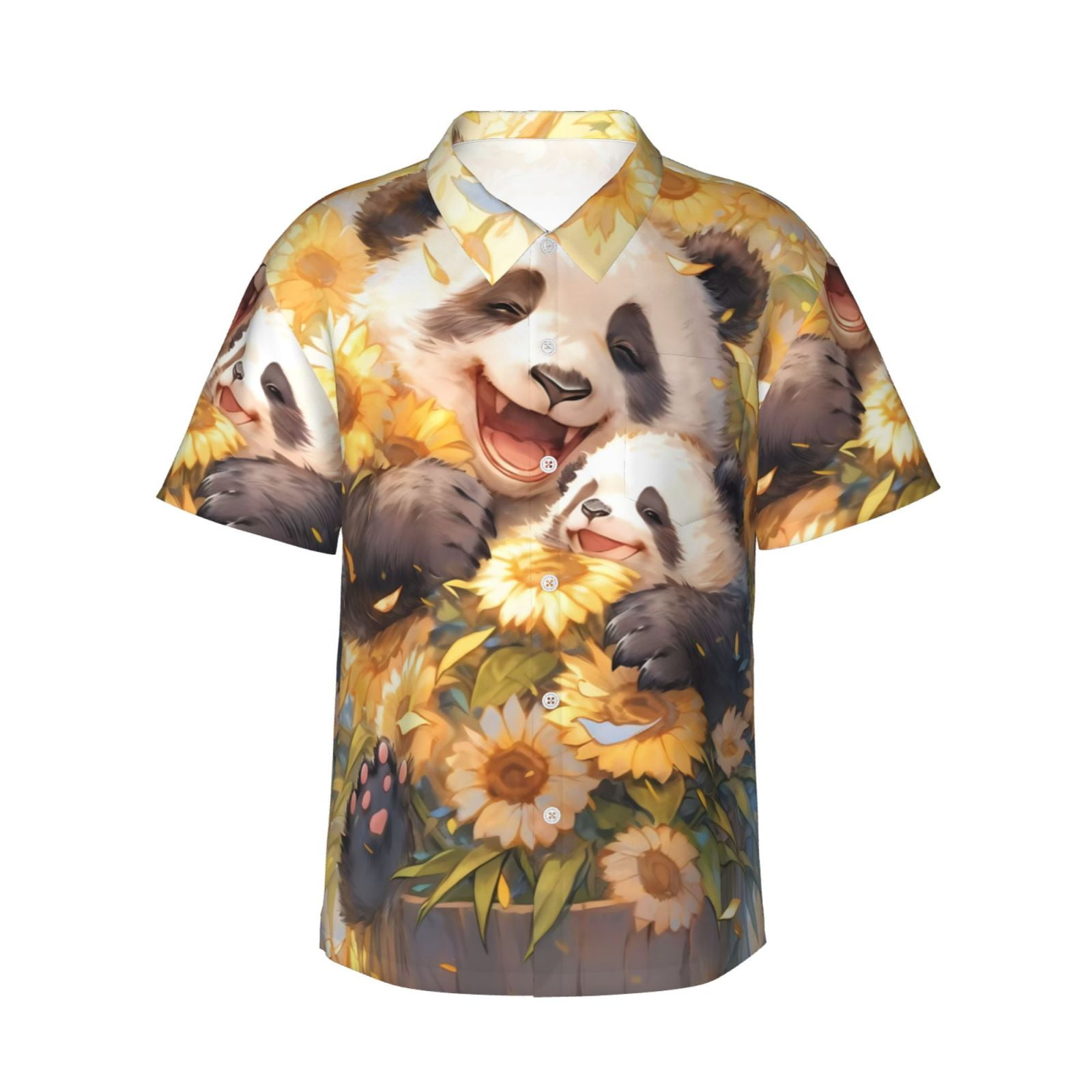 Bingfone Men's Short Sleeve Button Down Shirts Hawaiian Cute Panda ...