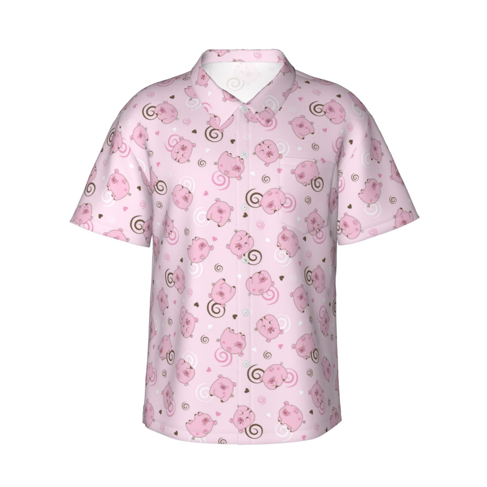 Bingfone Men's Short Sleeve Button Down Shirts Hawaiian Cute Pig ...