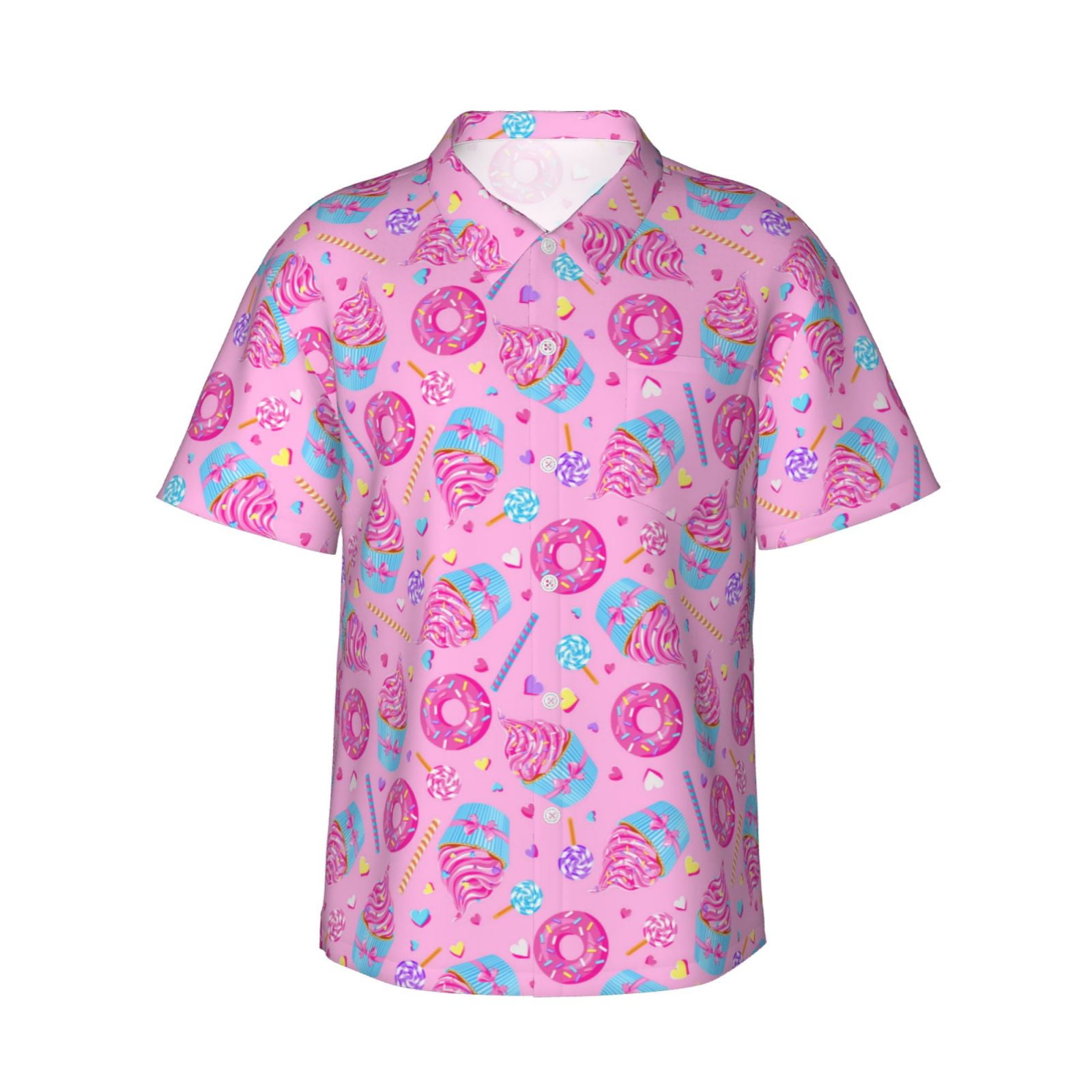 Bingfone Men's Short Sleeve Button Down Shirts Hawaiian Donuts Printed ...