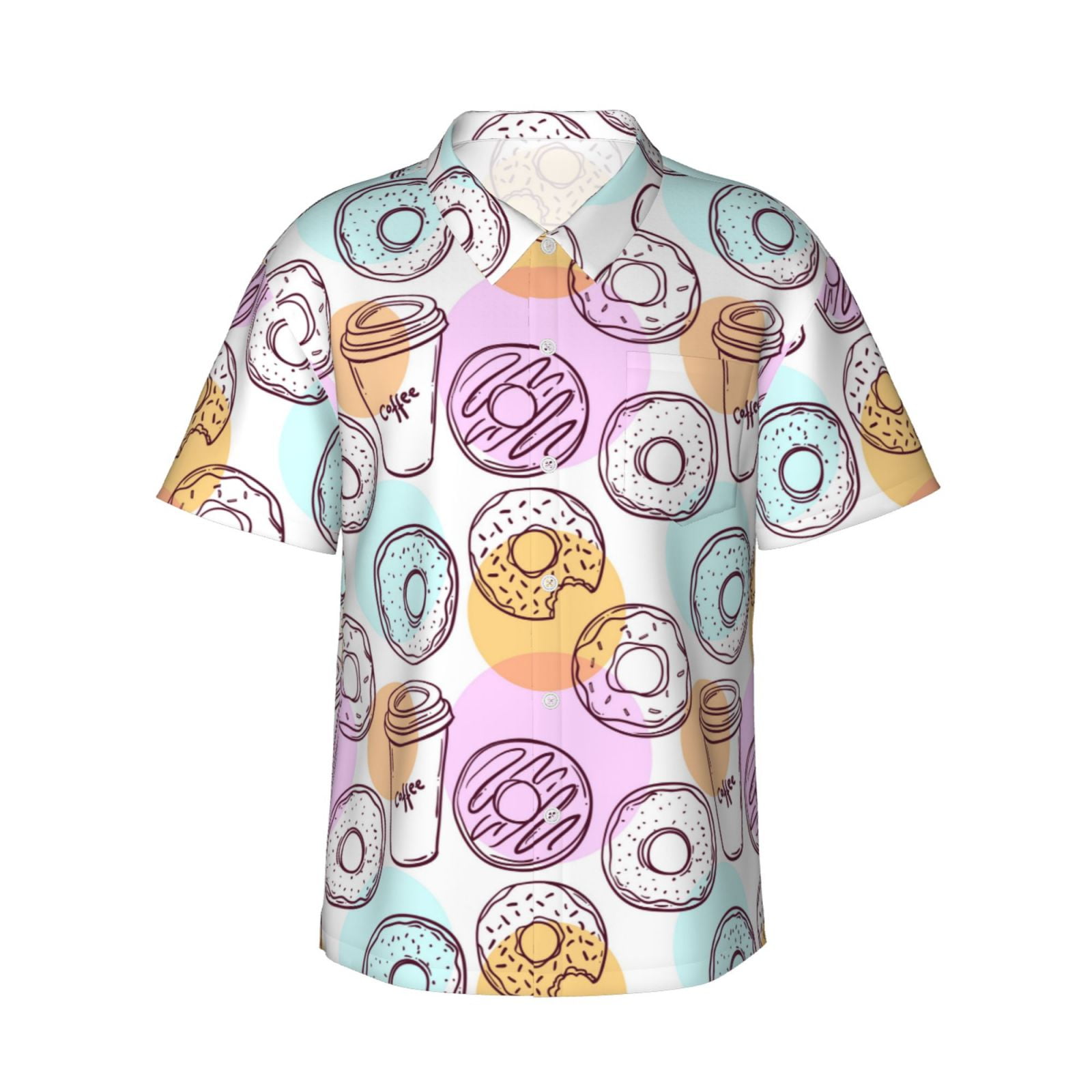 Bingfone Men's Short Sleeve Button Down Shirts Hawaiian Donuts and ...