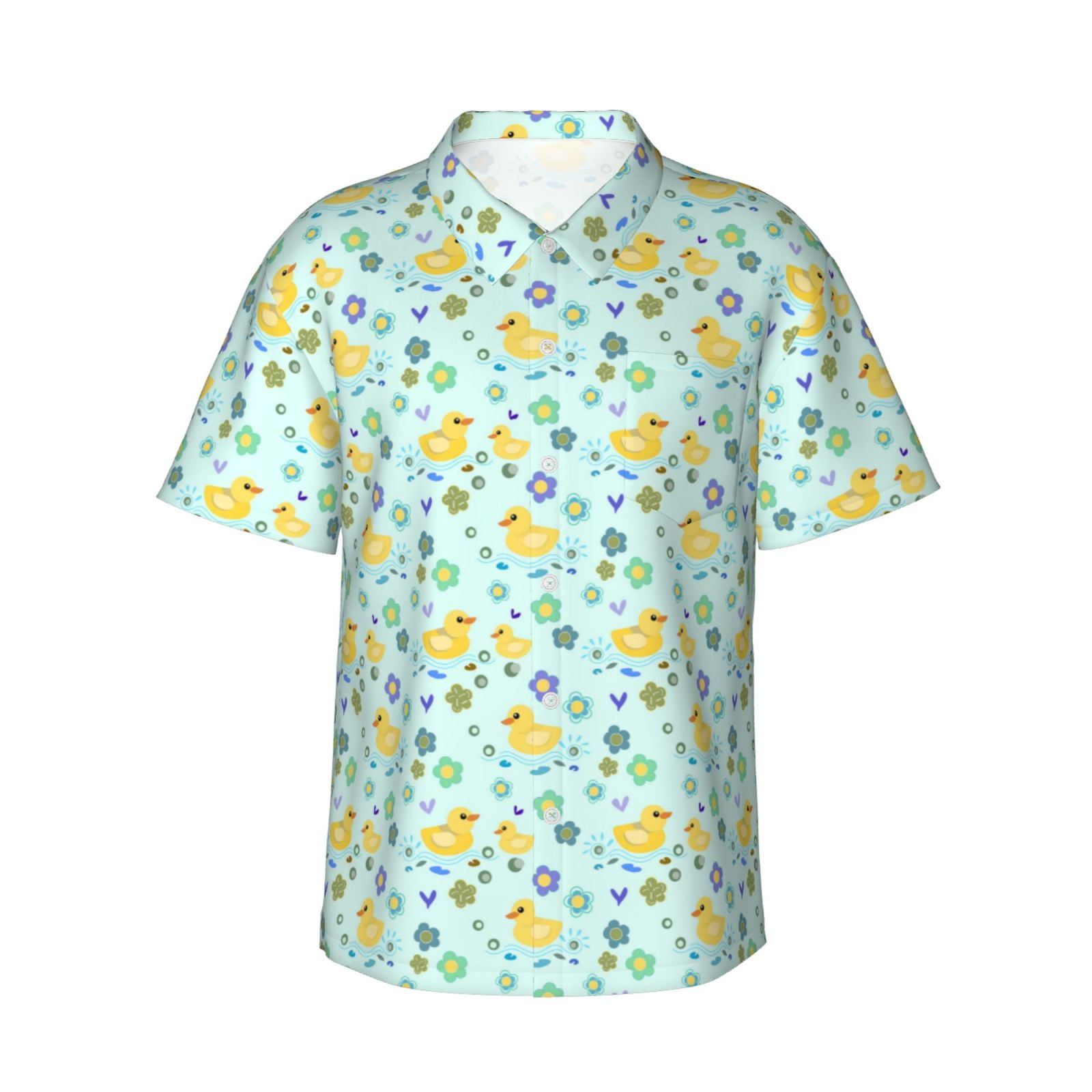 Bingfone Men's Short Sleeve Button Down Shirts Hawaiian Duck Cartoon ...