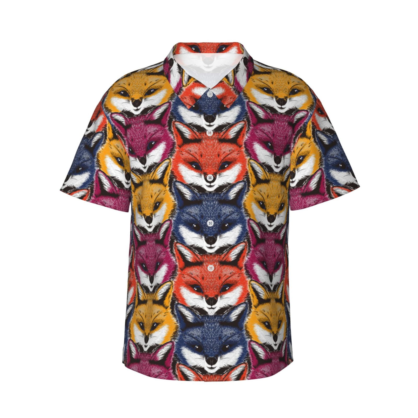 Bingfone Men's Short Sleeve Button Down Shirts Hawaiian Fox Face ...