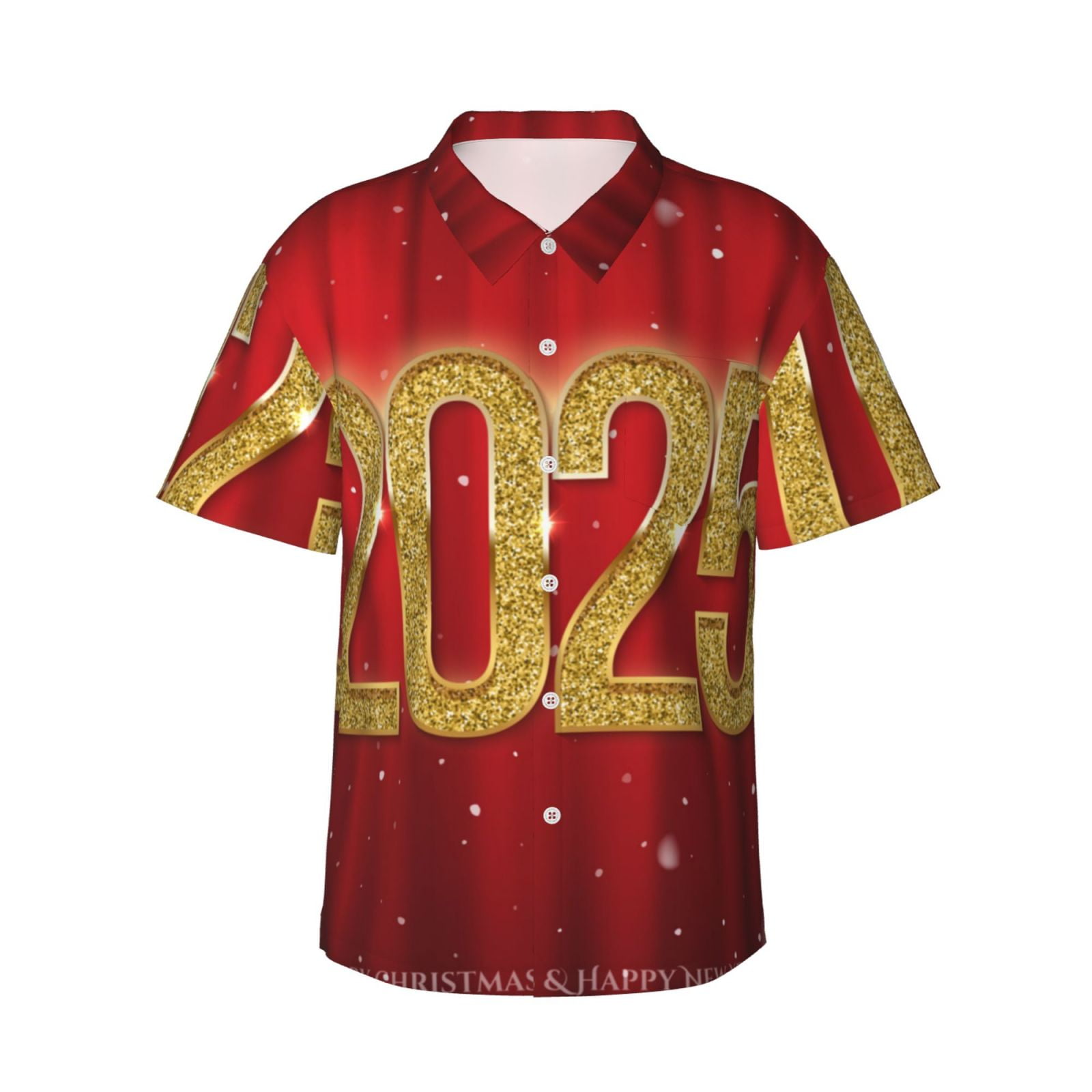 Bingfone Men's Short Sleeve Button Down Shirts Hawaiian Happy New Year ...