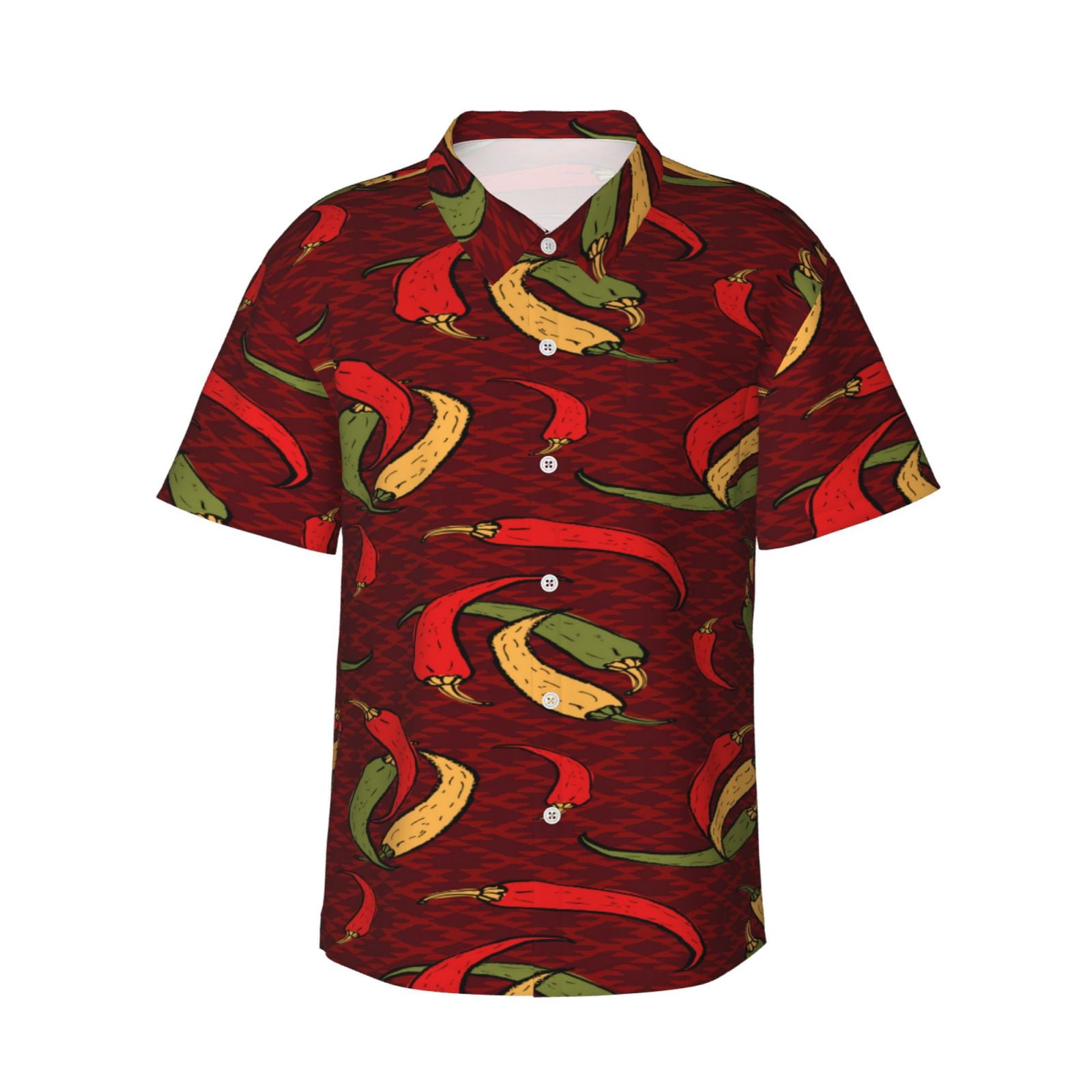 Bingfone Men's Short Sleeve Button Down Shirts Hawaiian Hot Chili ...