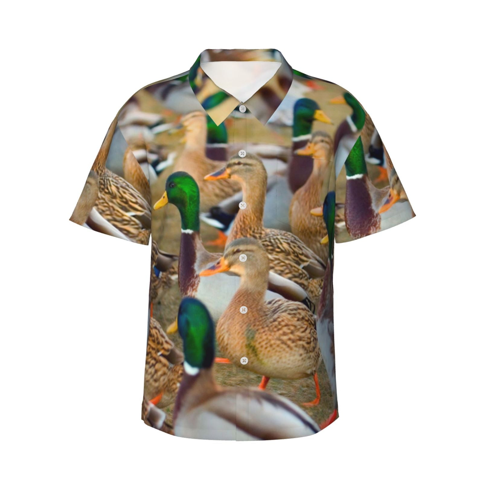 Bingfone Men's Short Sleeve Button Down Shirts Hawaiian Mallard Ducks ...