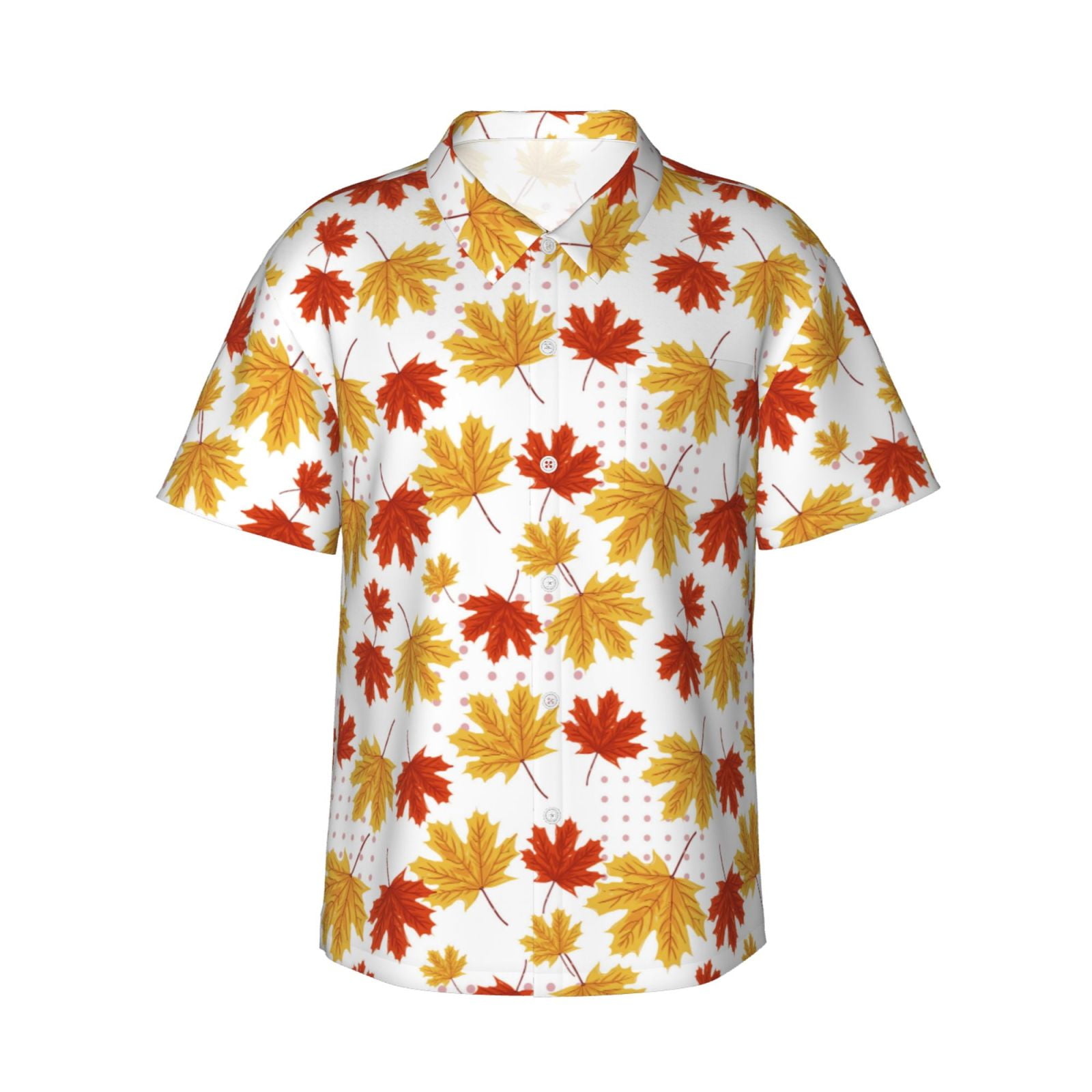Bingfone Men's Short Sleeve Button Down Shirts Hawaiian Maple Leaf ...